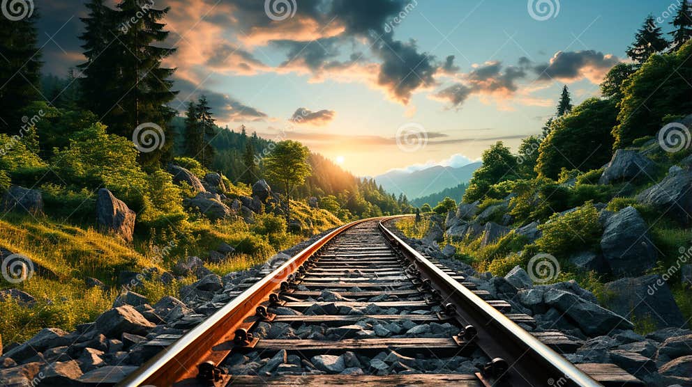 Beautiful Railway Track Front View Stock Photo - Image of road ...