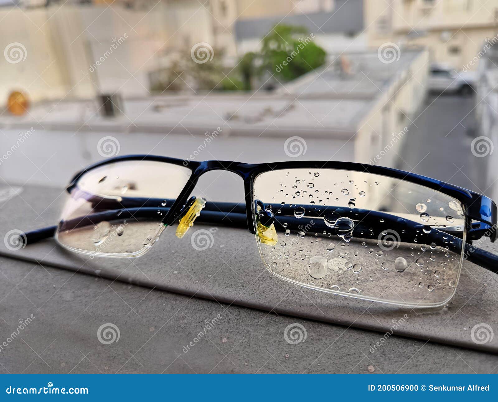Beautiful Rain Drops in Eyeglass Stock Photo - Image of liquid, glasses ...