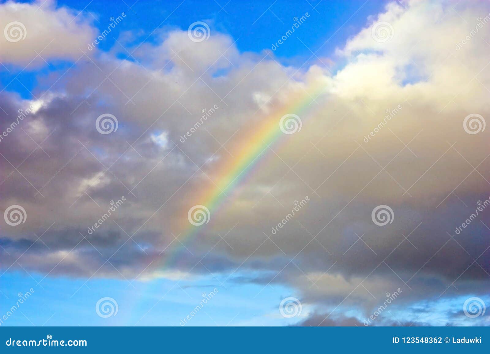 Beautiful Rainbow in Bright Blue Sky with Cloud after the Rain Stock ...