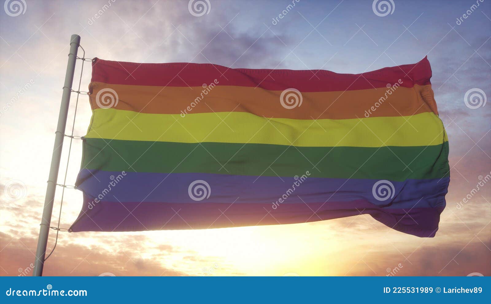 A Beautiful Rainbow Flag Of The Lgbt Organization Flies In The Sky