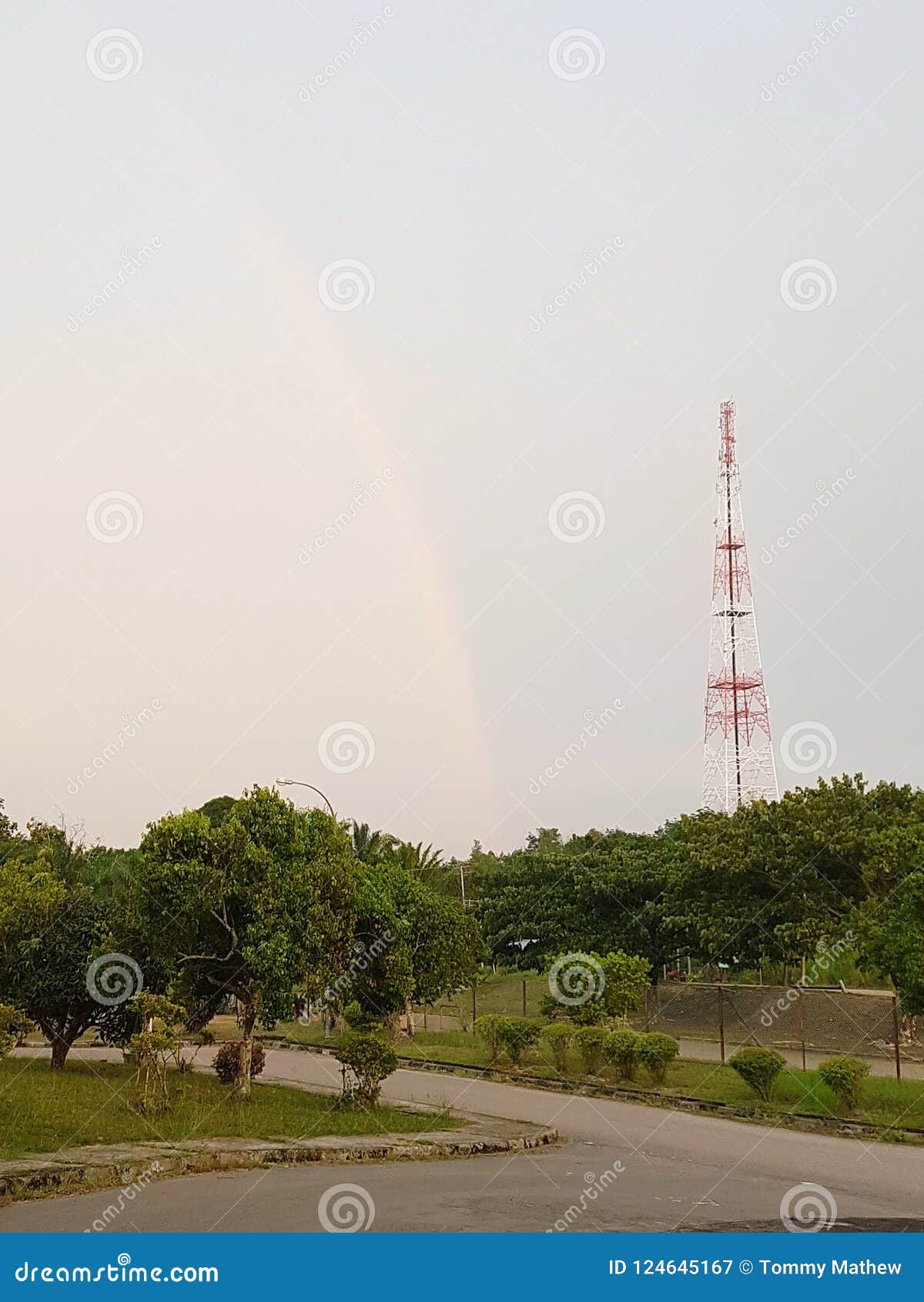 Beautiful Rainbow View stock image. Image of tower, evening - 124645167