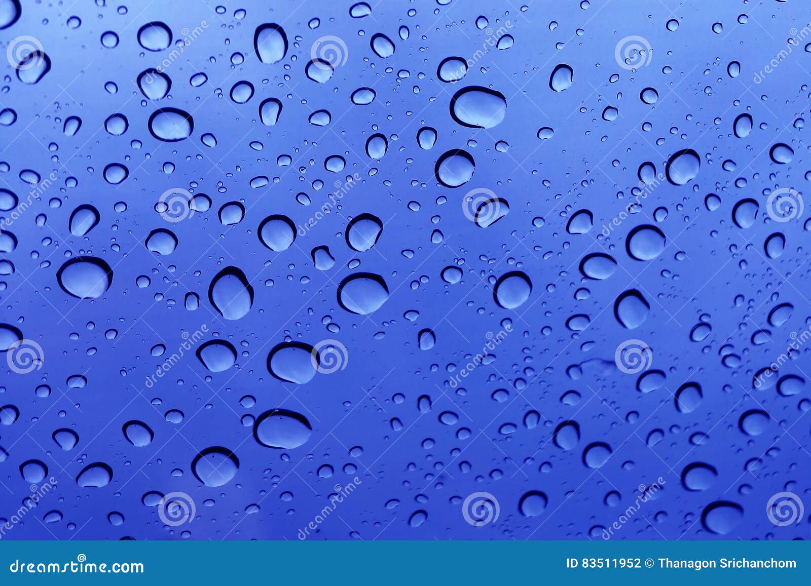 Beautiful Raindrops on the Blue Glass. Stock Photo - Image of clear ...