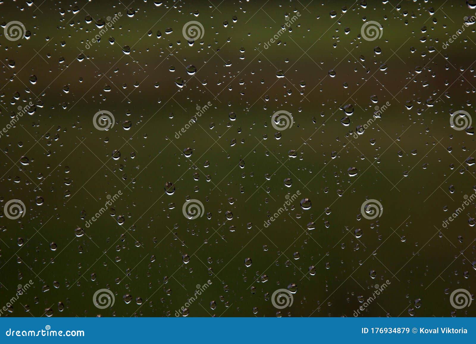 Beautiful Raindrops on a Clean Window Surface with a Green Stock Image ...
