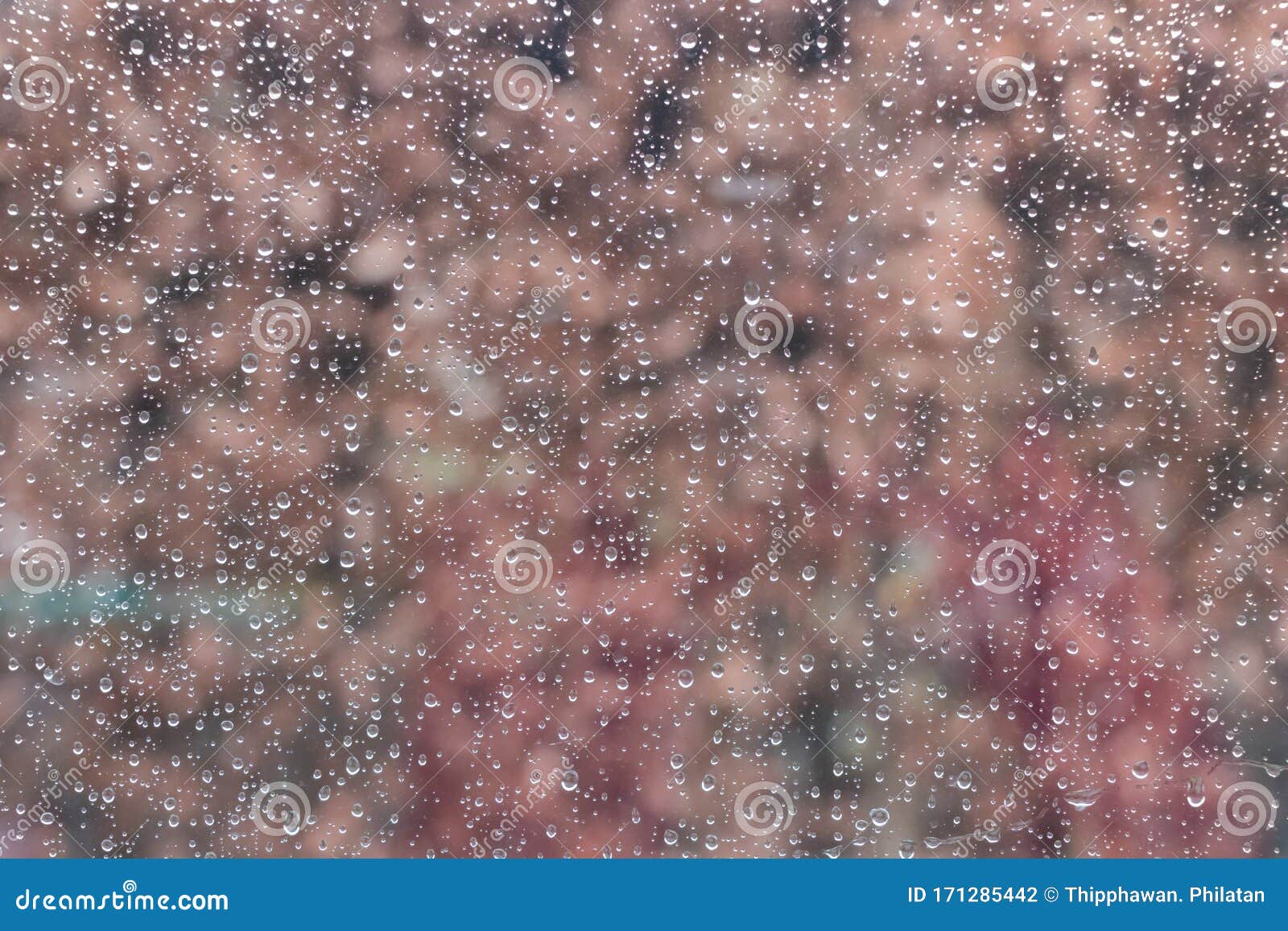 Beautiful Raindrops on Glass Window while Raining with Different ...