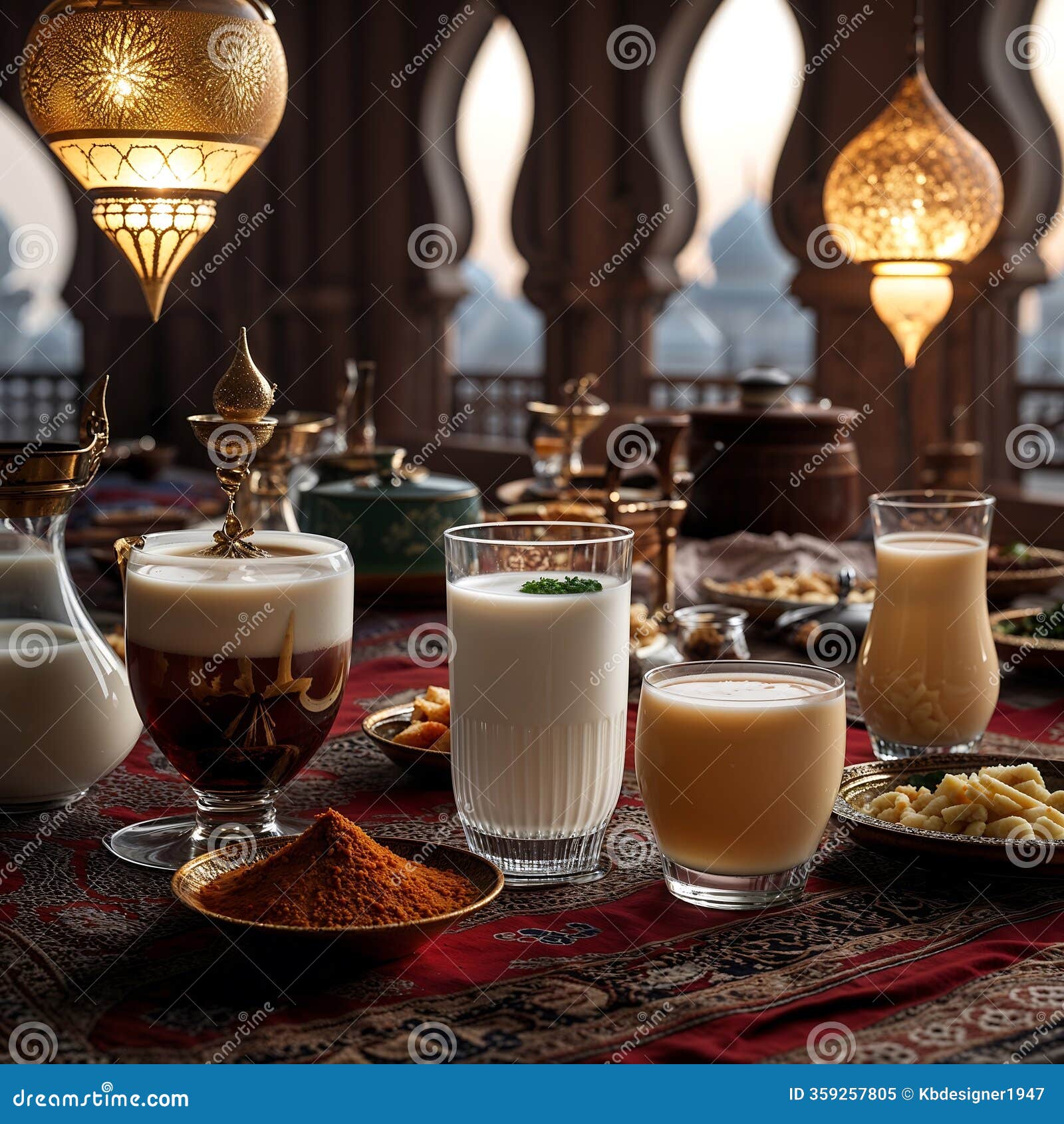 Refreshing Ramadan Drinks: Ayran and Laban Stock Illustration ...