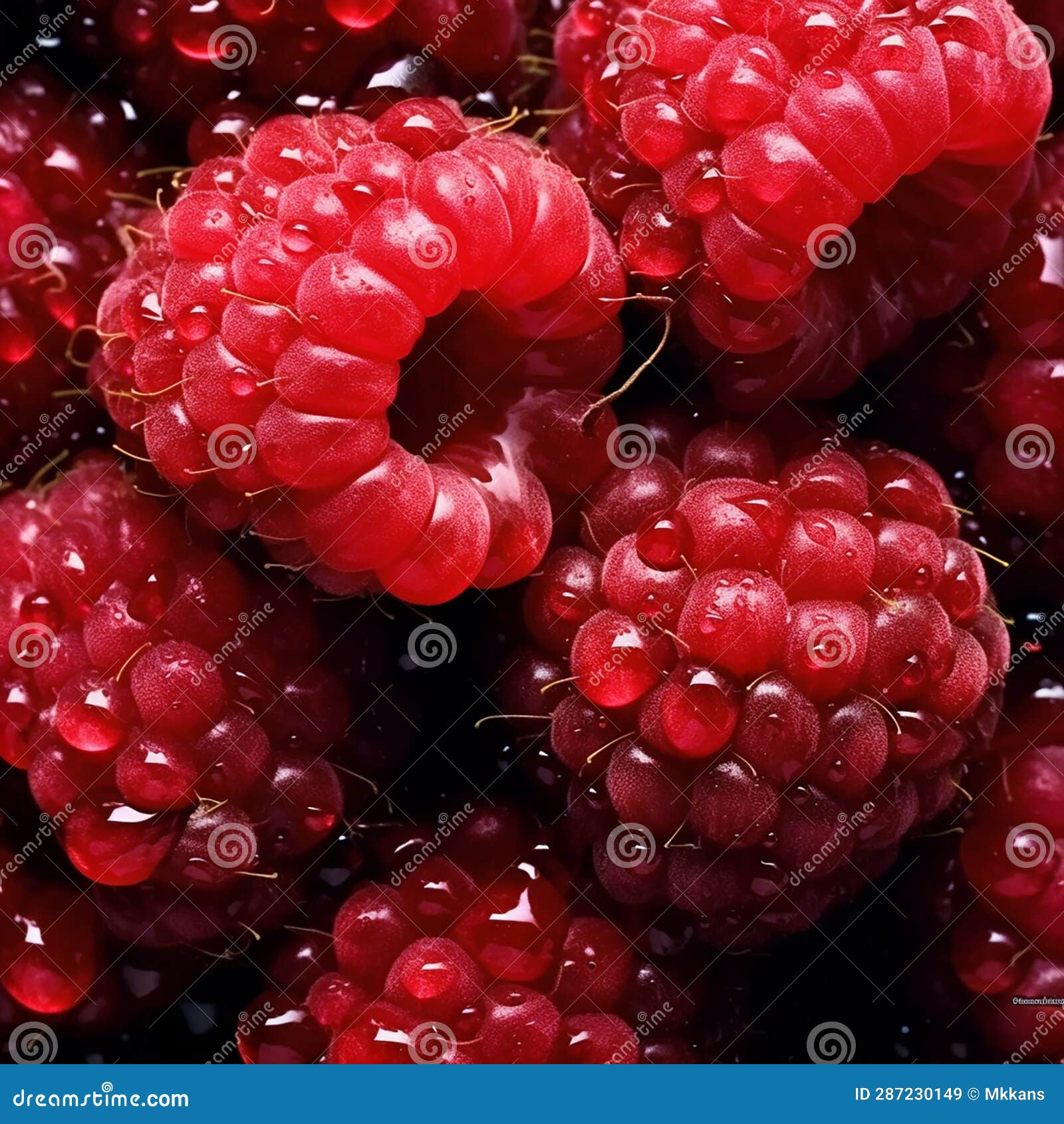 Beautiful Raspberries with Dew Droplets Stock Illustration ...