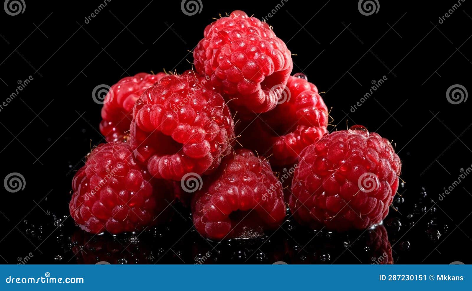 Beautiful Raspberries with Dew Droplets Stock Illustration ...