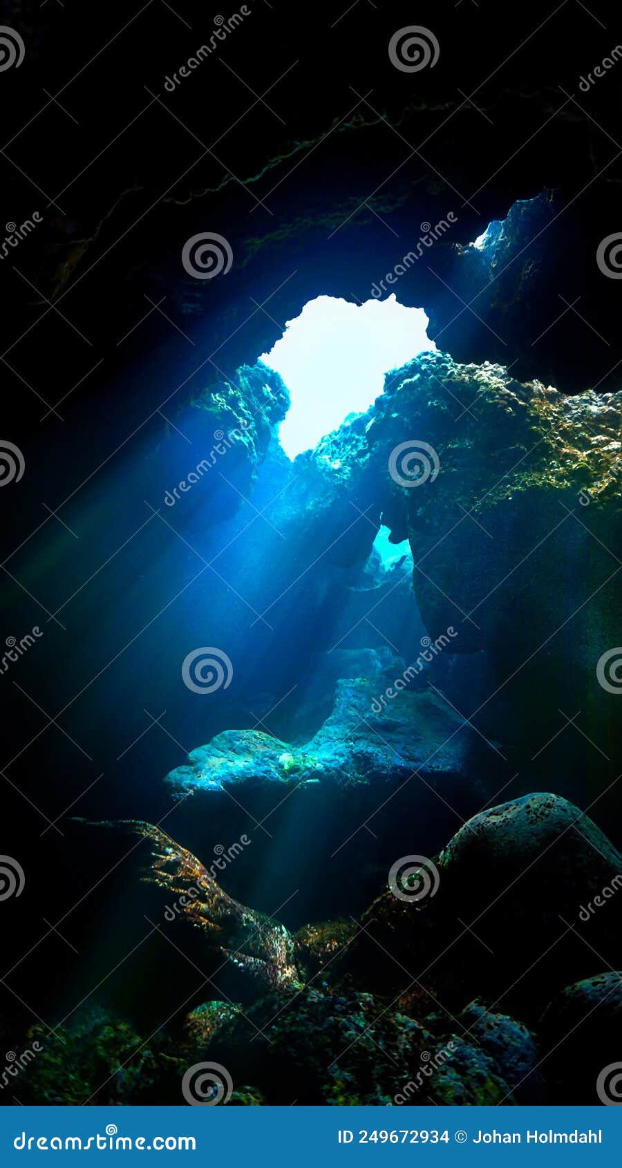 Beautiful Rays of Light Inside a Cave Underwater Stock Photo - Image of ...