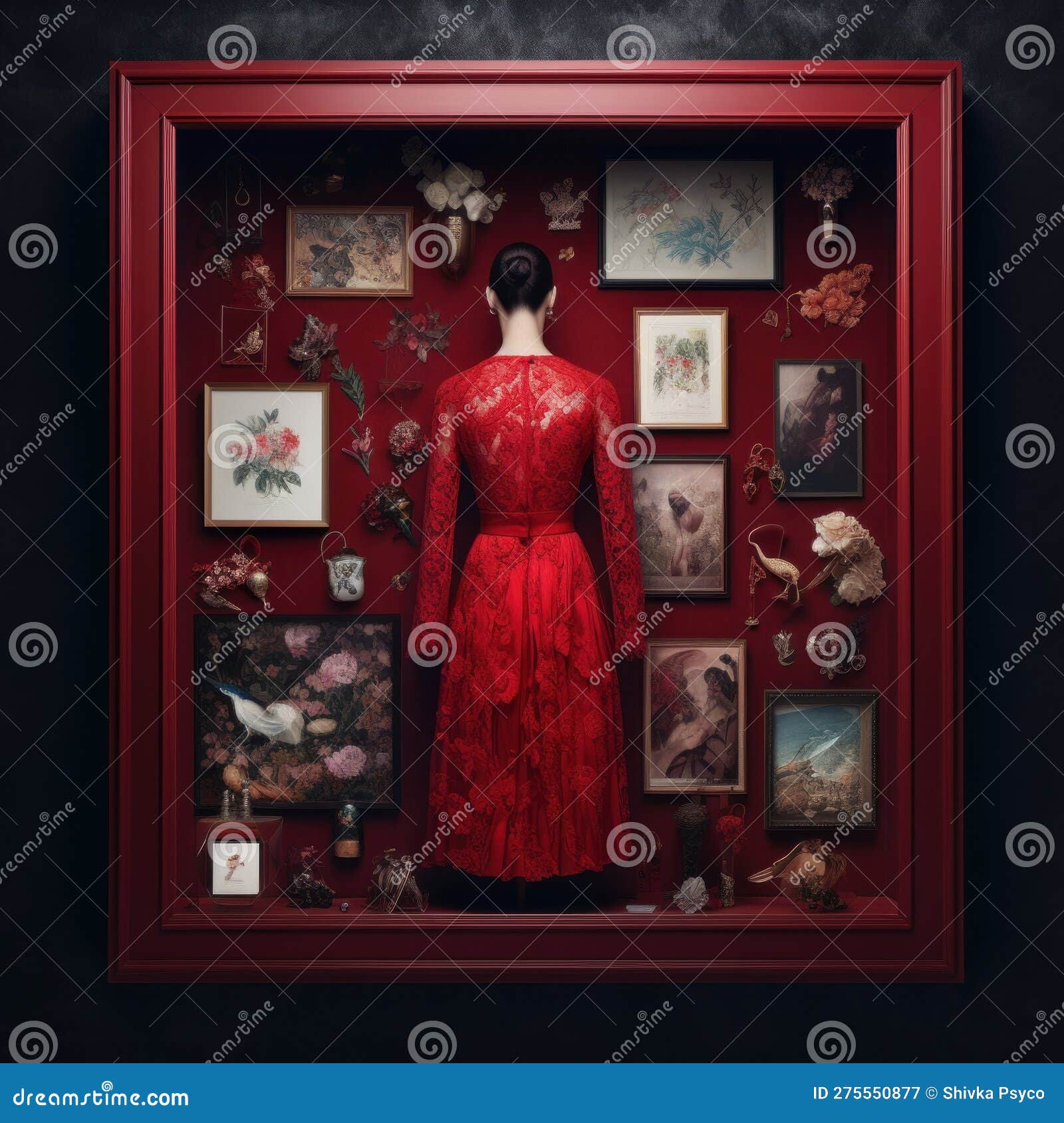 A Beautiful Real Female in Red Cage Generative AI Stock Illustration ...