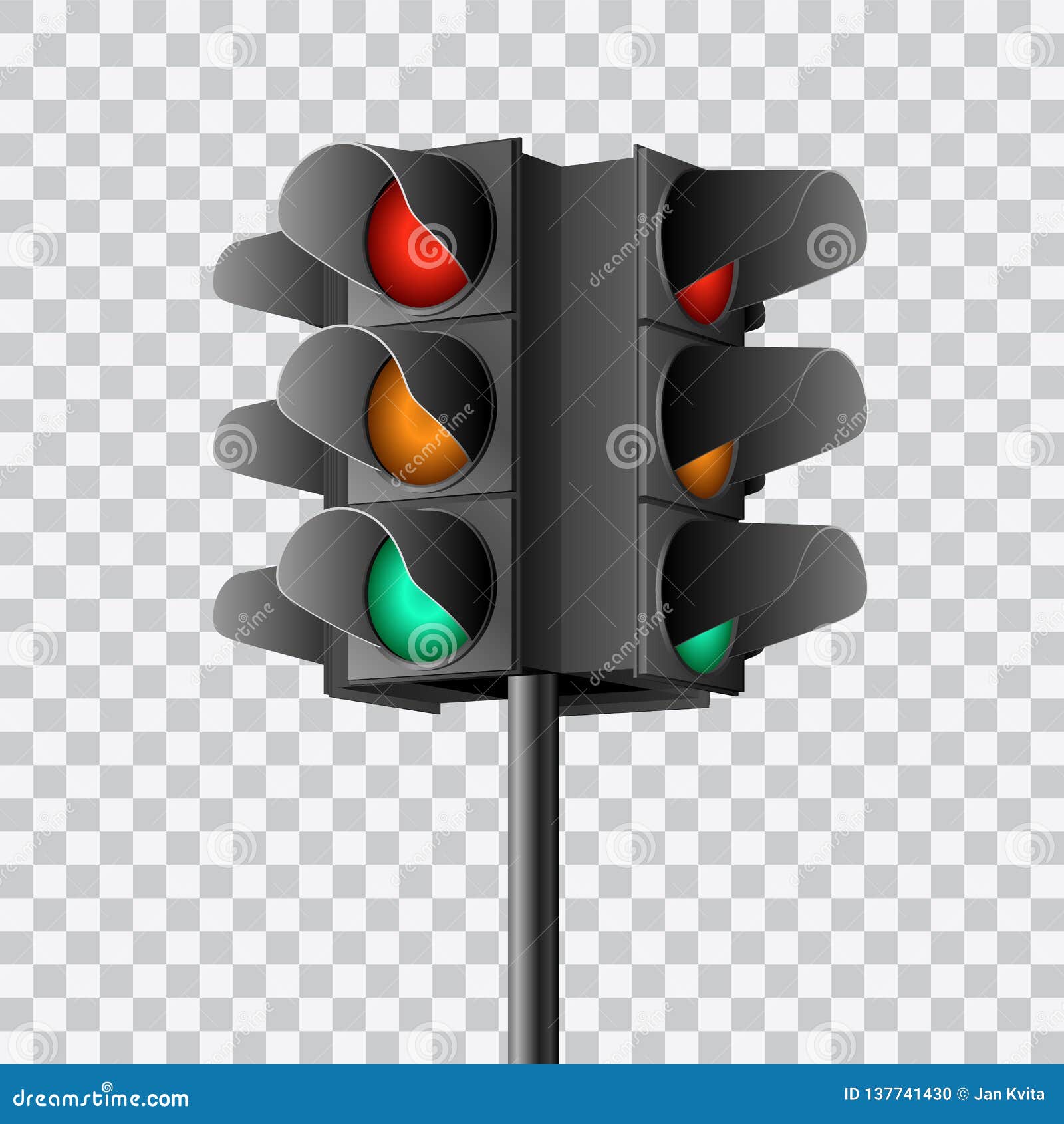 Beautiful Realistic Colorful Perspective View Traffic Lights Vector on ...