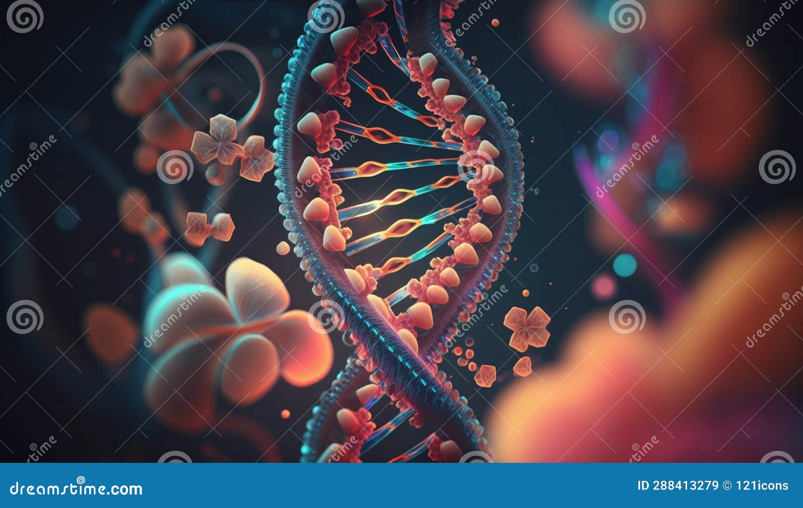 The Microscope View of Human DNA in the Future. Generative AI Stock ...