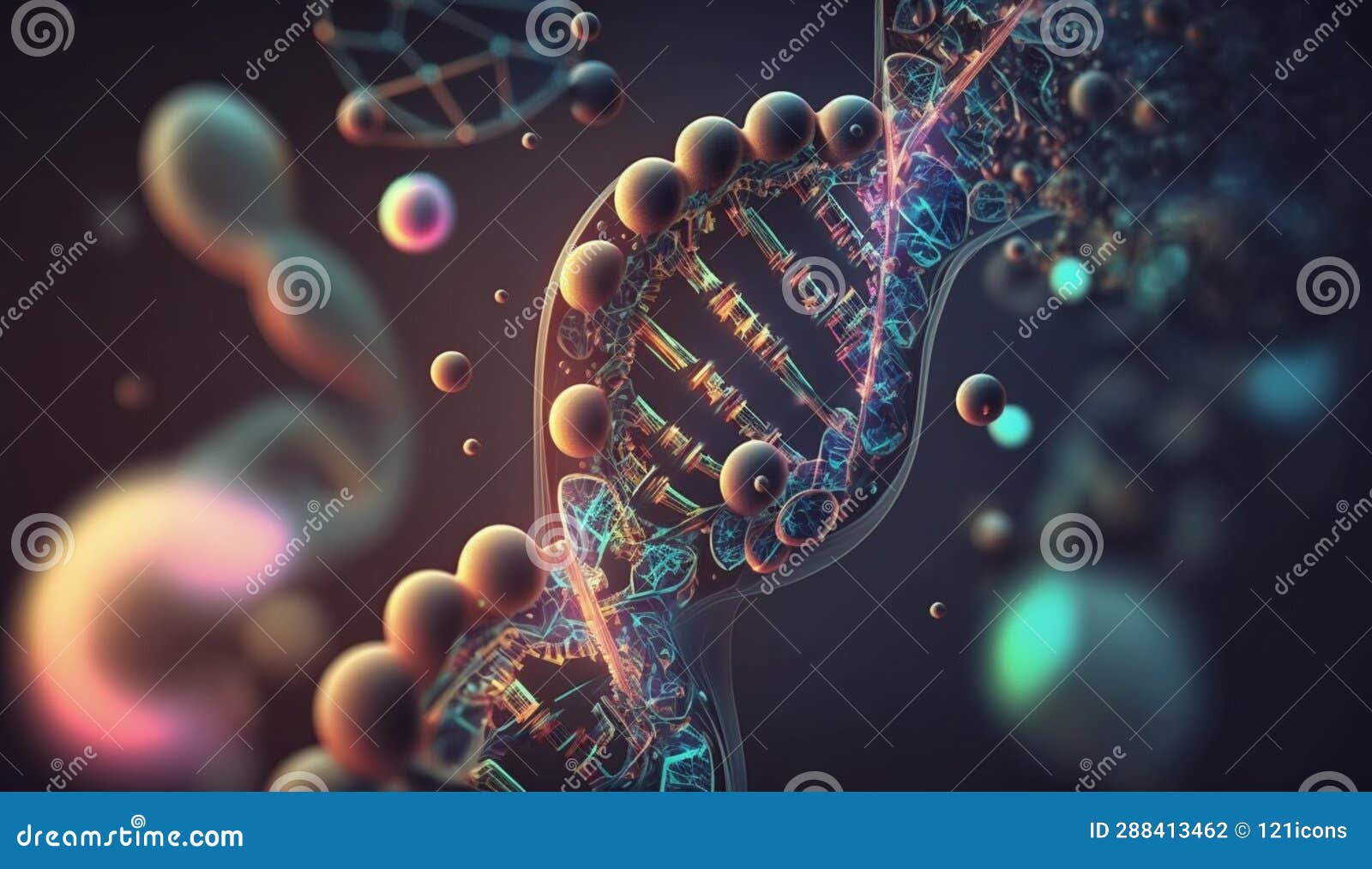 The Microscope View of Human DNA in the Future. Generative AI Stock ...