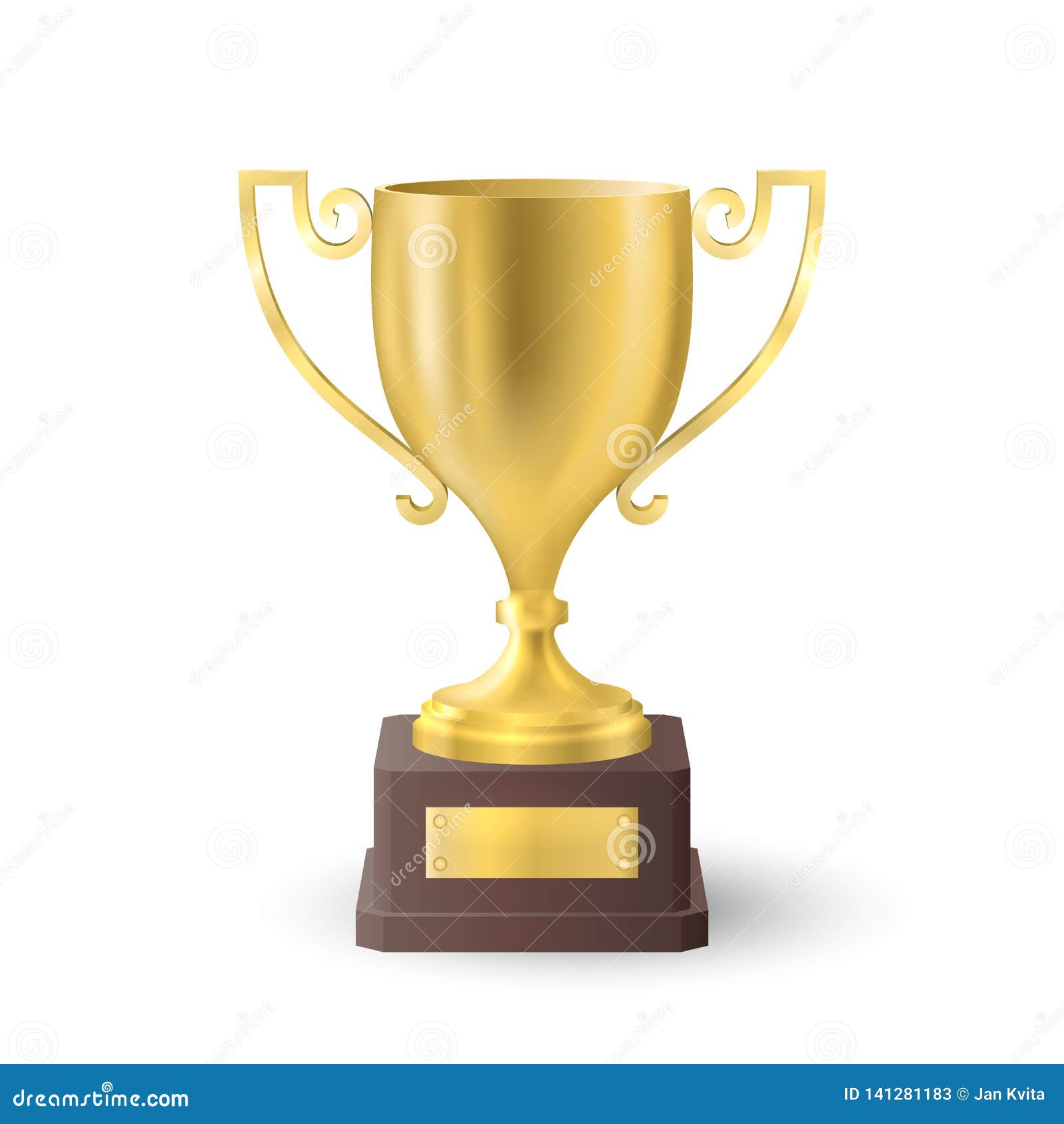 Beautiful Realistic Perspective Front View Vector of Golden Trophy Cup ...