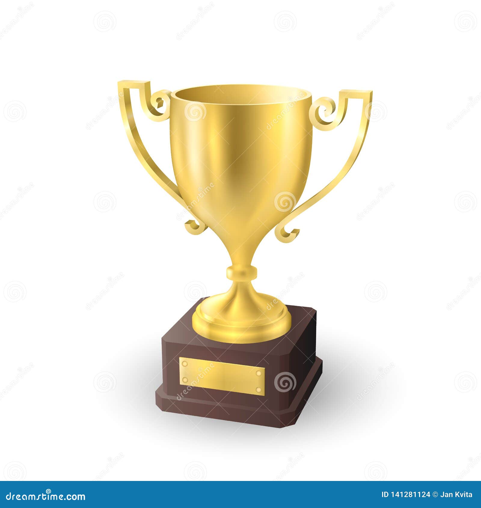 Beautiful Realistic Perspective View Golden Trophy Cup Vector Stock ...