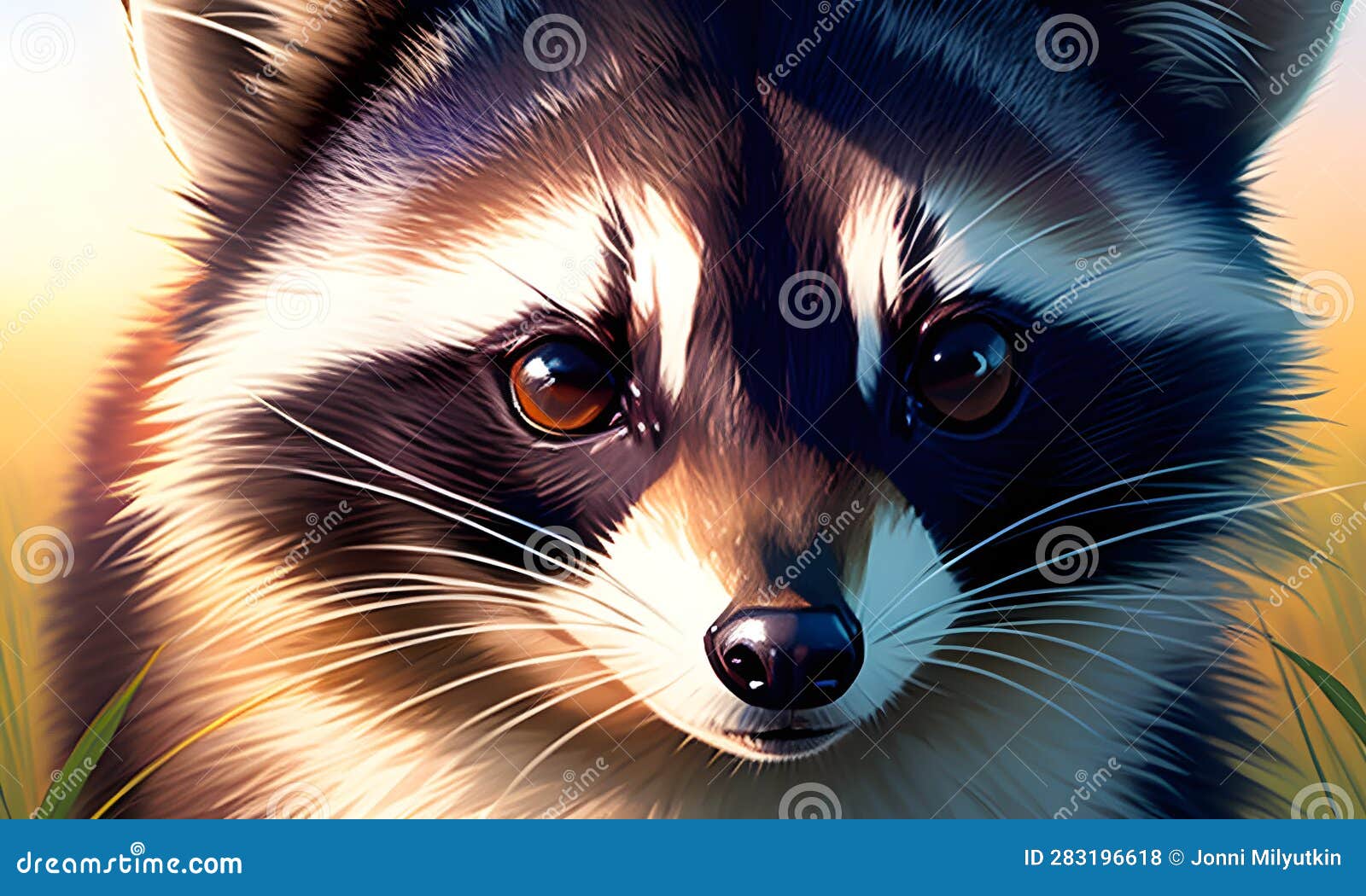 Beautiful and Realistic Raccoon Illustration Stock Illustration ...