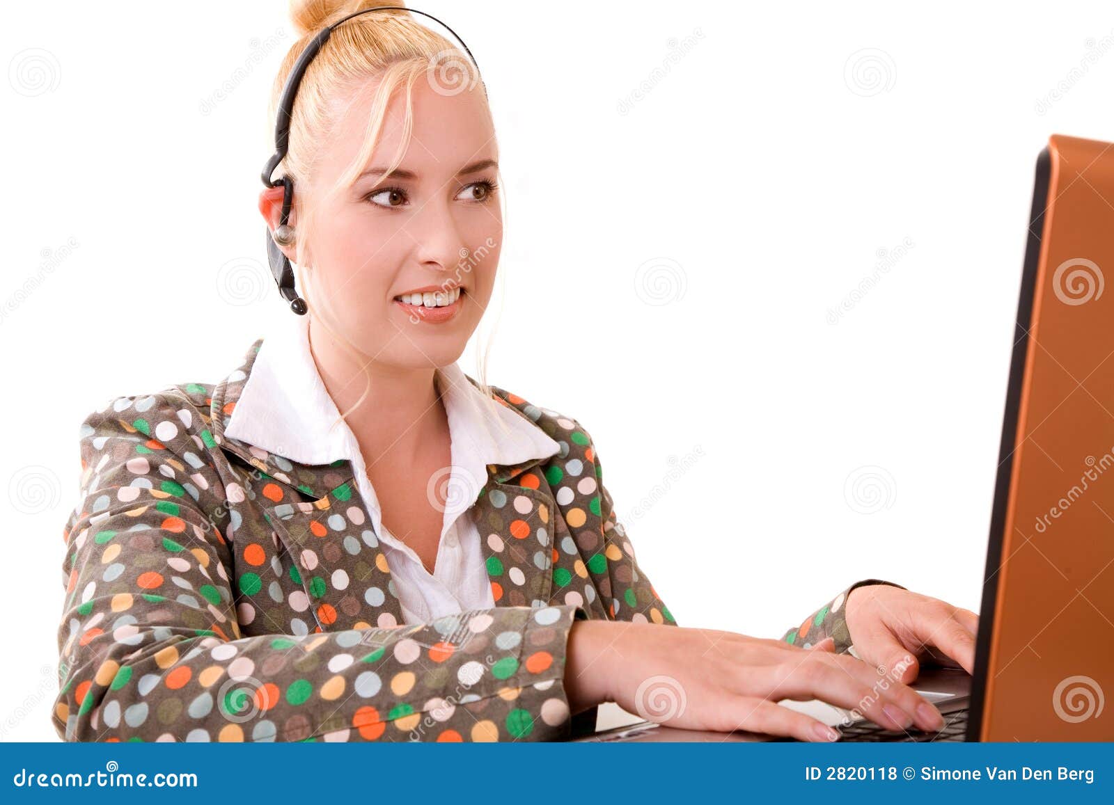 Beautiful receptionist stock photo. Image of pretty, phone - 2820118