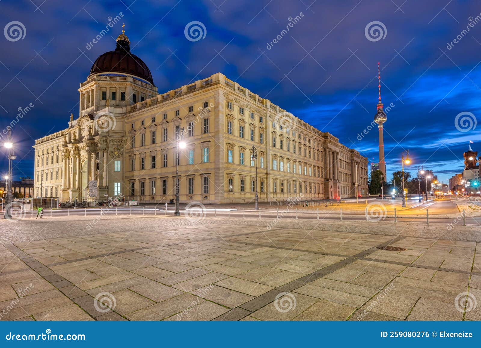 The Beautiful Reconstructed City Palace and the Famous TV Tower Stock ... The Beautiful Reconstructed City Palace and the Famous TV Tower Stock ...