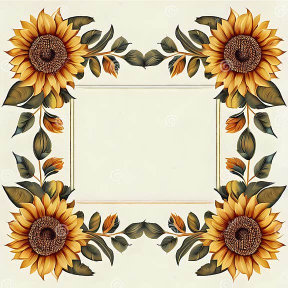 Beautiful Rectangle Border Design with Bloomed Sunflowers Ai Generated ...