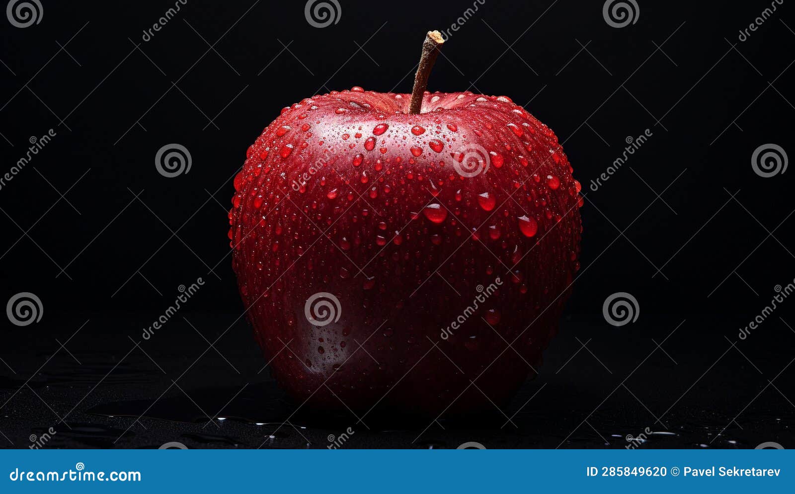 Beautiful Red Apple on a Black Background. Stock Photo - Image of life ...