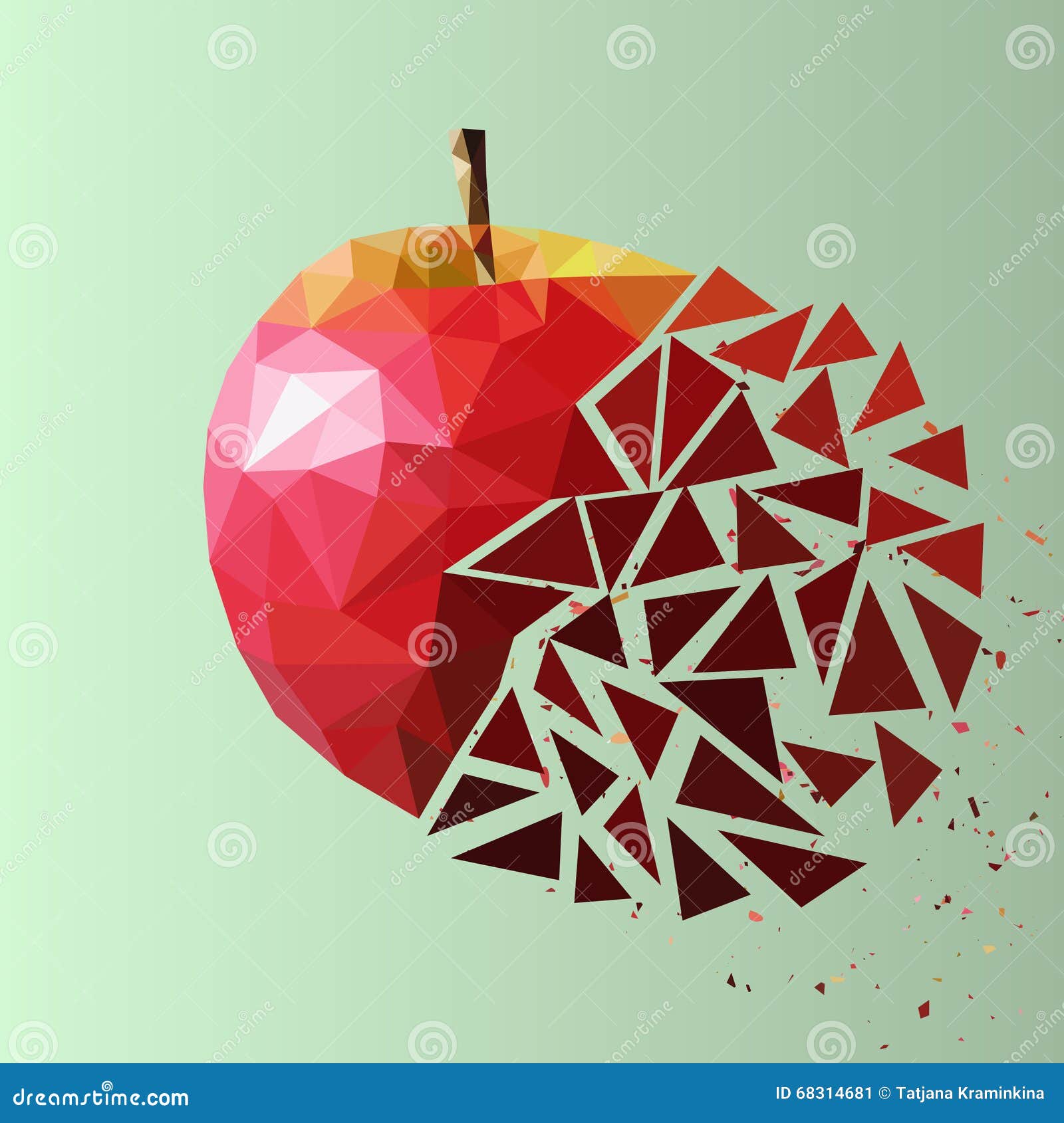 Beautiful Red Apple in Polygonal Design. Stock Illustration ...
