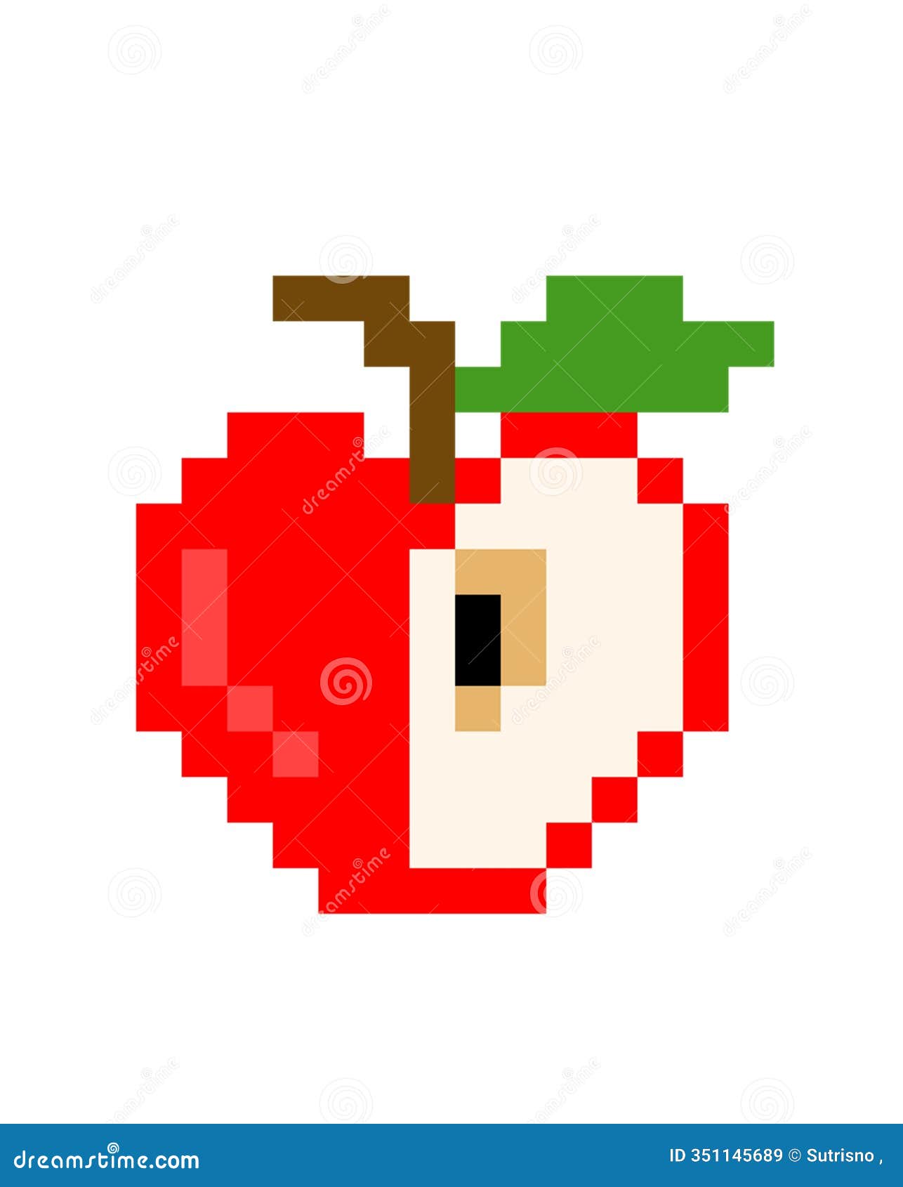 Beautiful Red Apple Slice in Pixel Art Stock Illustration ...