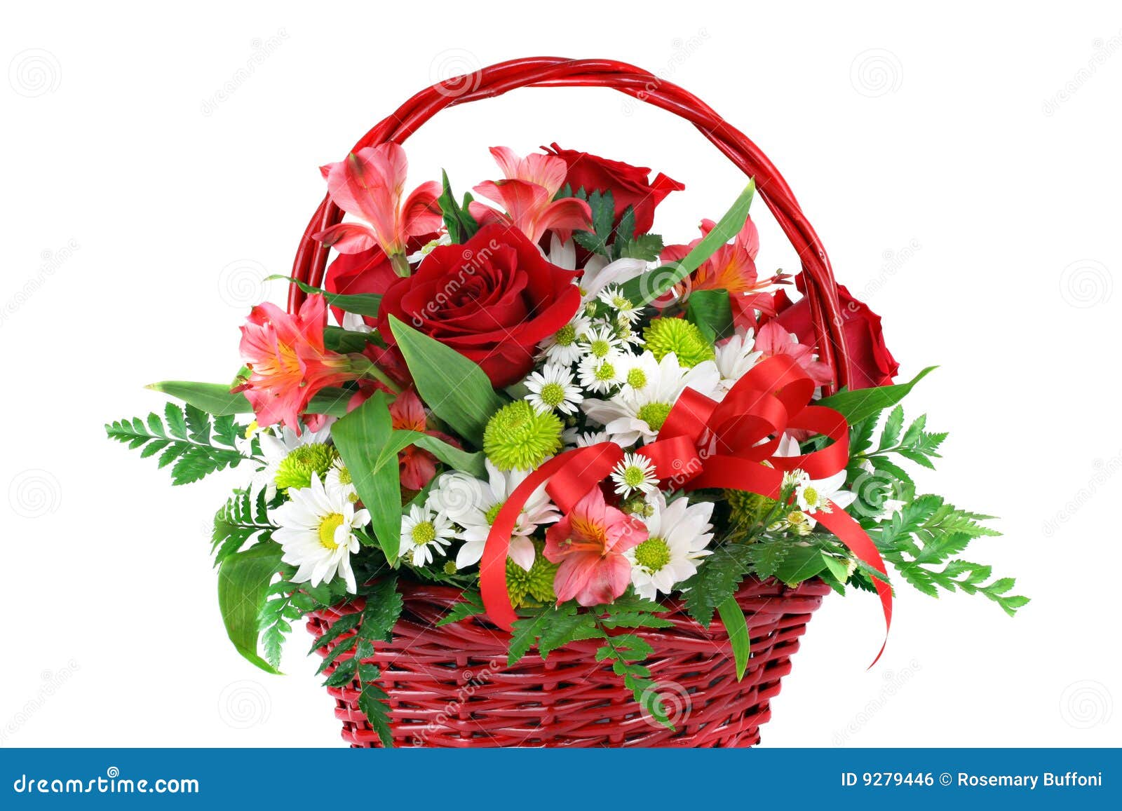 Beautiful Red Basket Flower Arrangement Stock Photo - Image of pretty ...