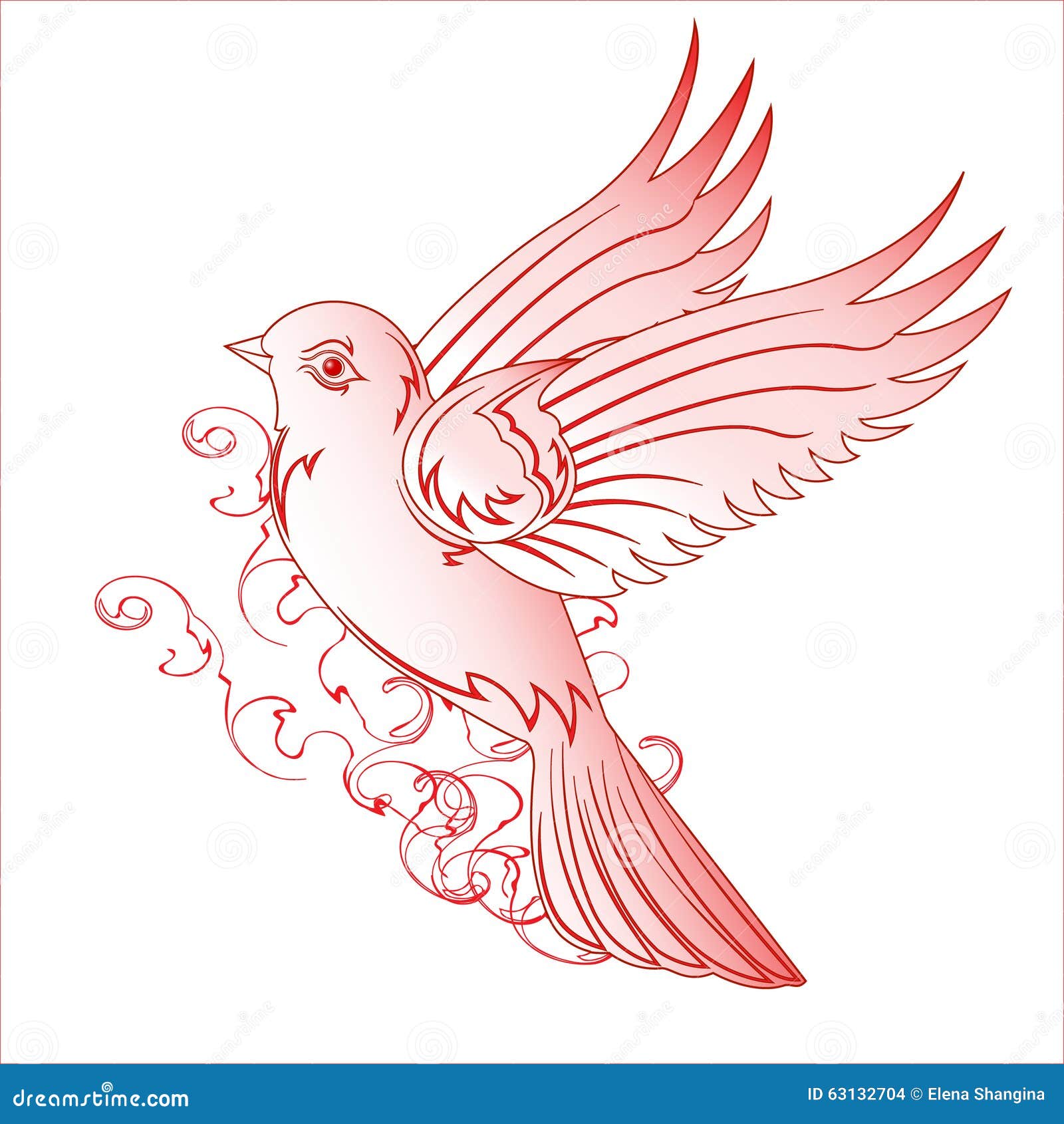 Beautiful Red Bird with a Pattern. Stock Vector - Illustration of ...