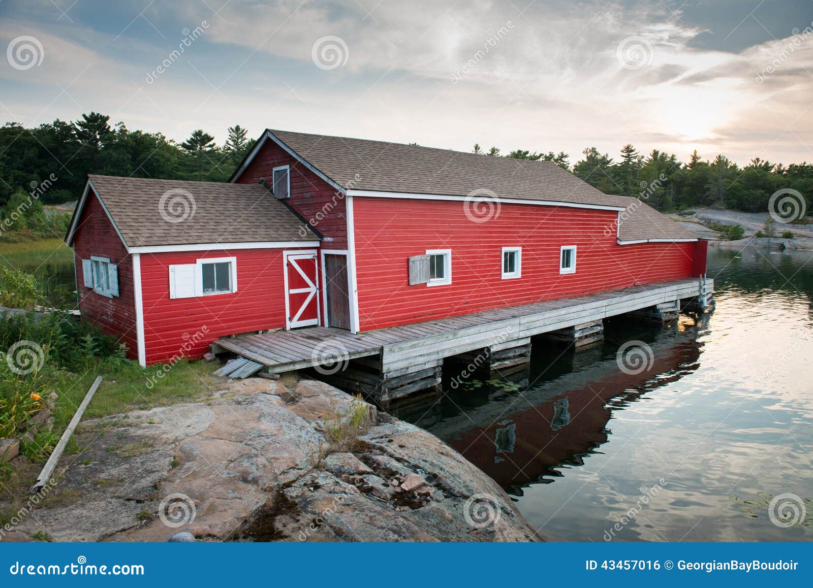 Beautiful Red Boathouse stock photo. Image of beautiful - 43457016