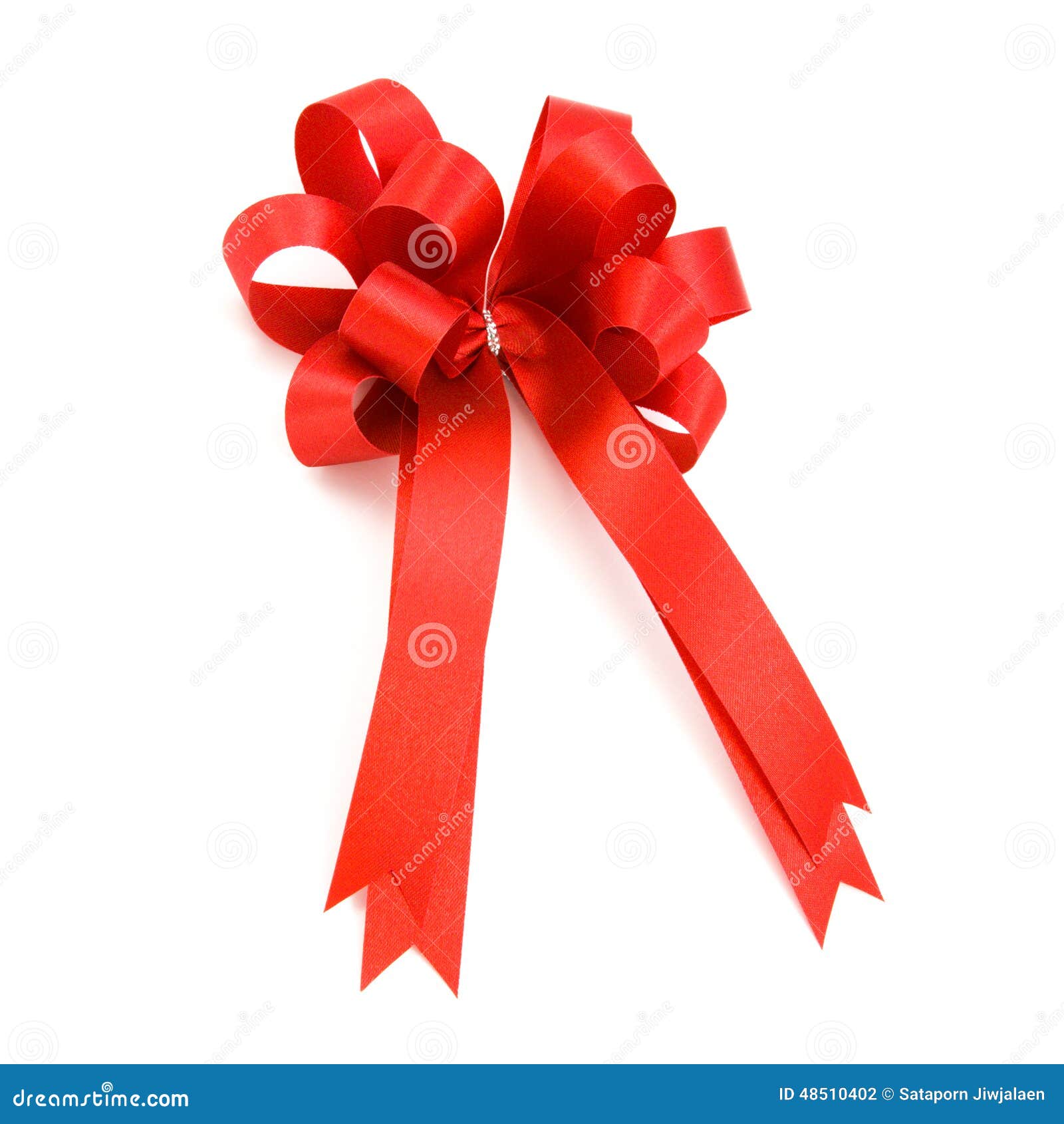 Beautiful Red Bow from Satin Ribbon Stock Photo - Image of isolated ...
