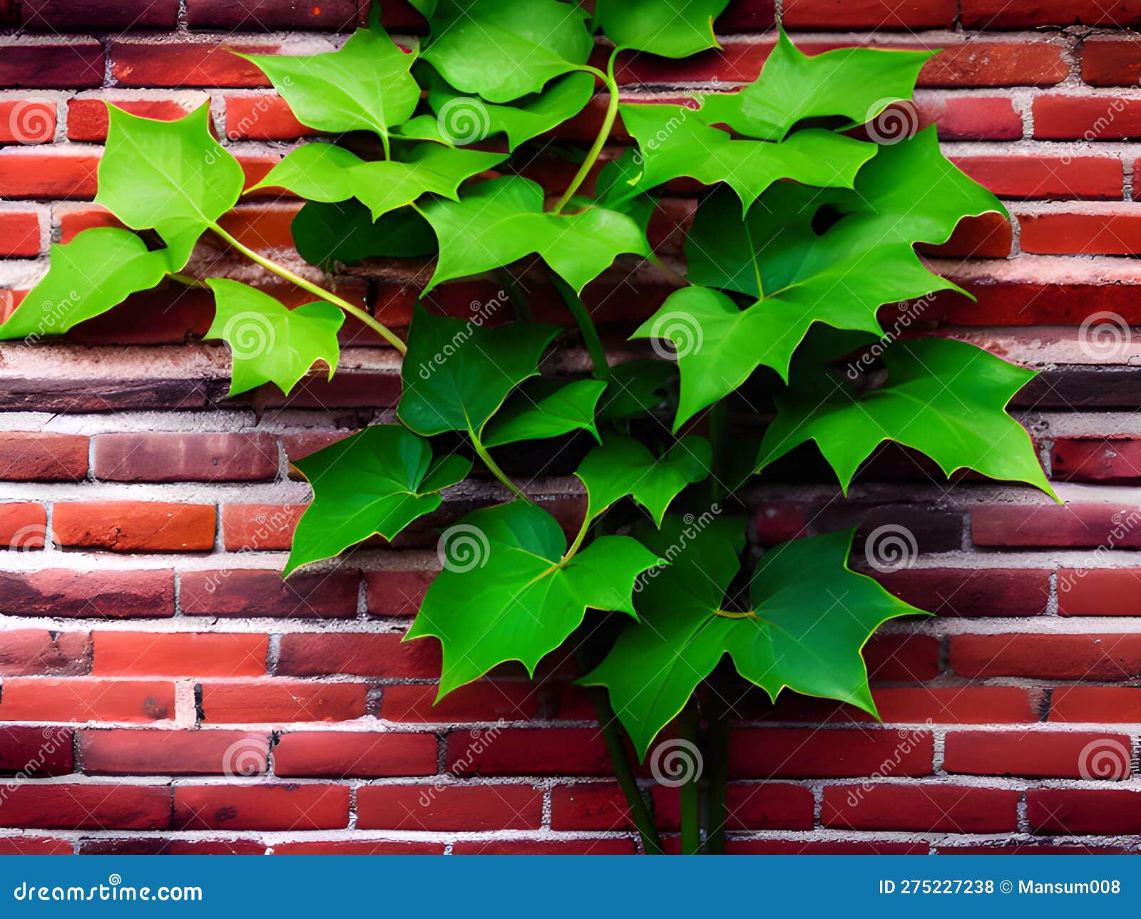 Beautiful Red Brick Wall with Ivy Leaves , Ai Generated Stock ...