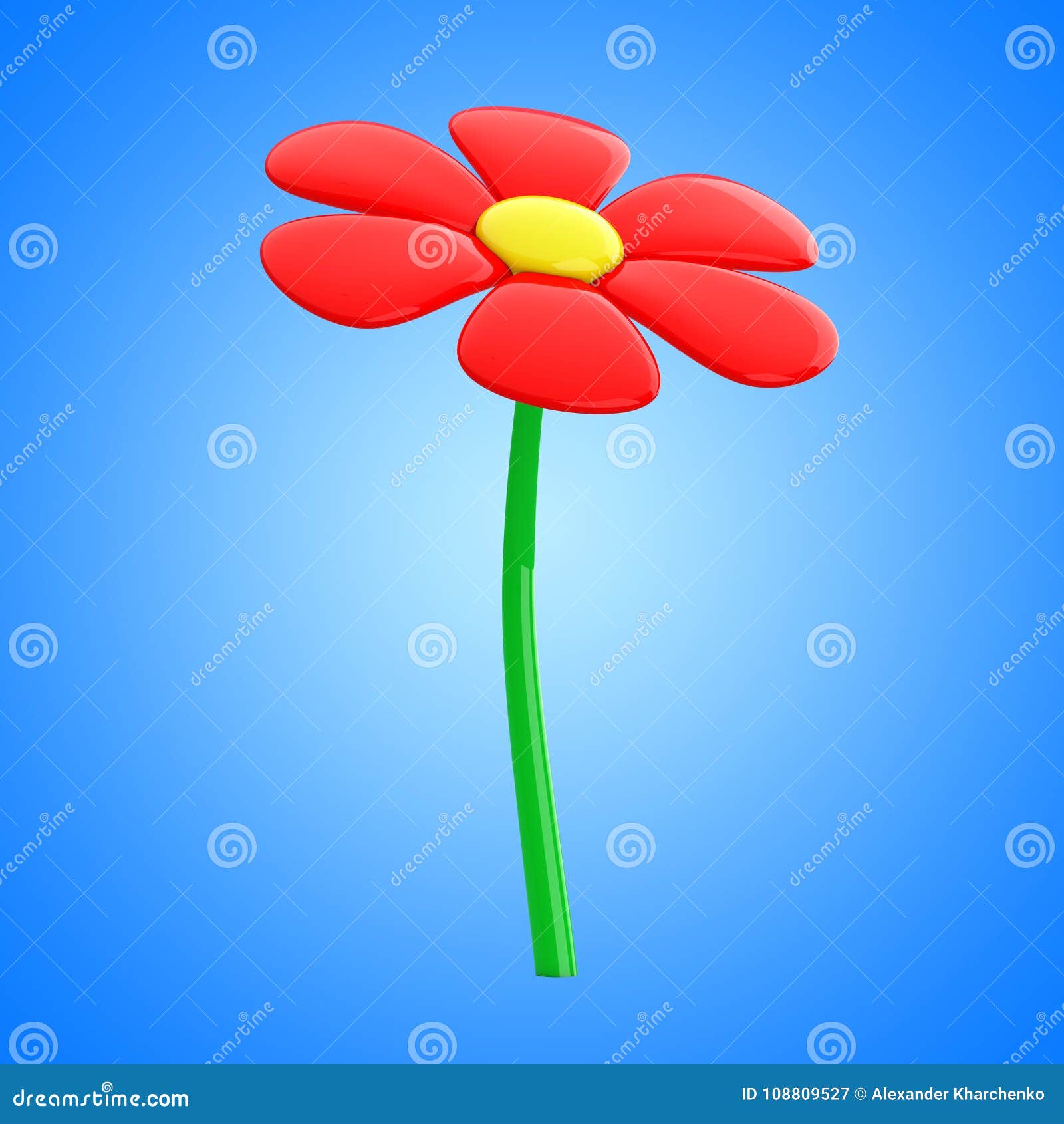 Beautiful Red Cartoon Flower. 3d Rendering Stock Illustration ...