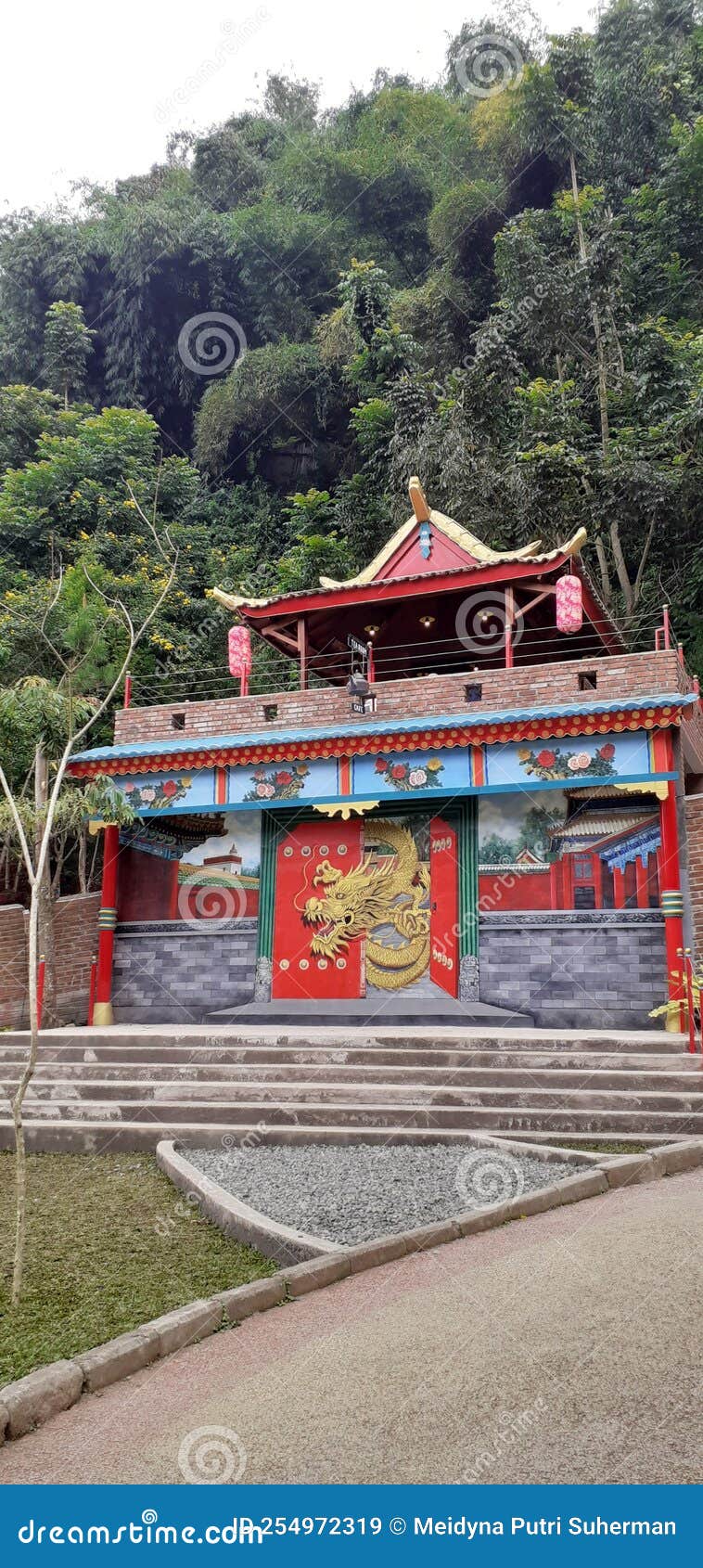 Beautiful Red Castle with a Brave Dragon in the Middle Stock Image ...