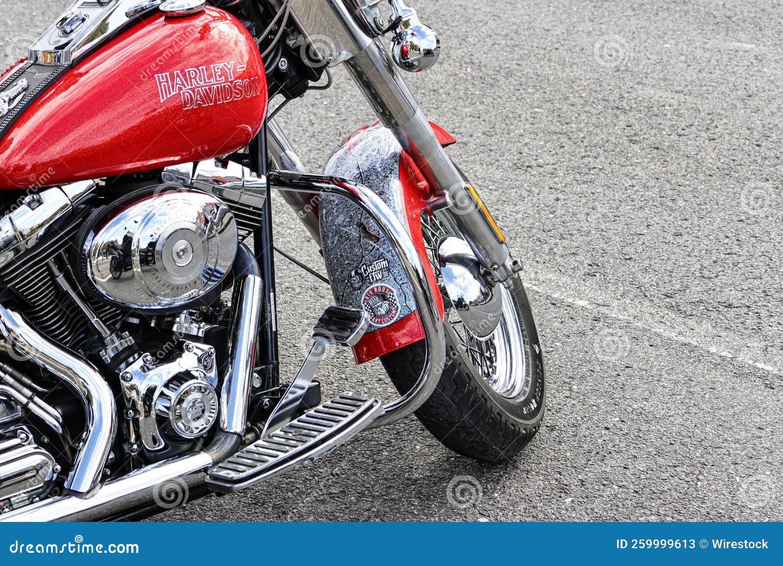 Beautiful Red and Chrome Harley Davidson Motorcycle Parked on a Road ...