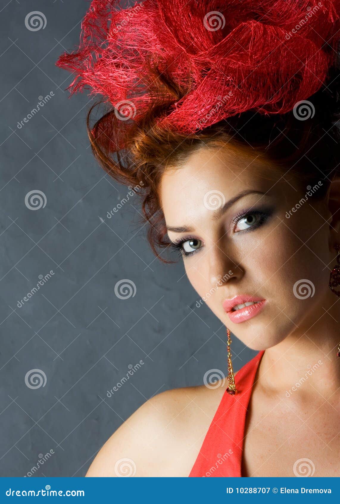 Beautiful Red Fashion Model Stock Image - Image of pretty, earrings ...