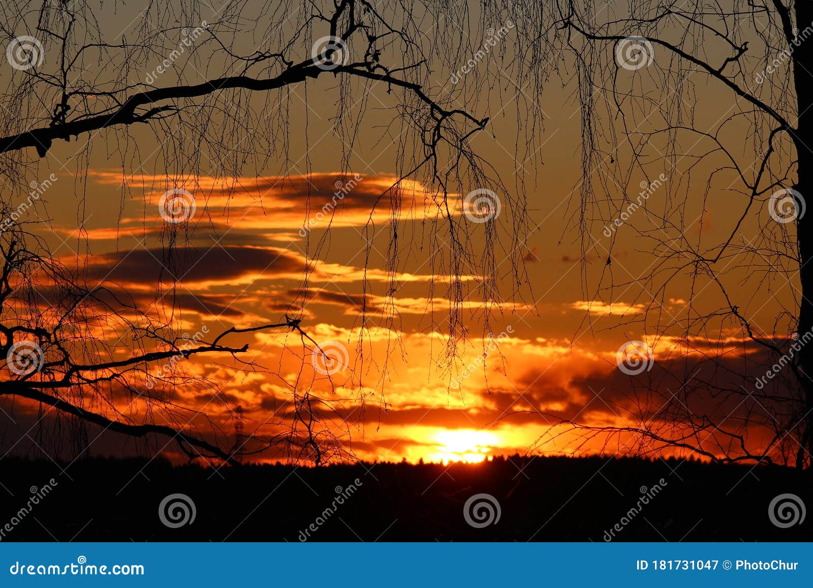 Beautiful Background with a Fiery Red Sunset Stock Image - Image of ...