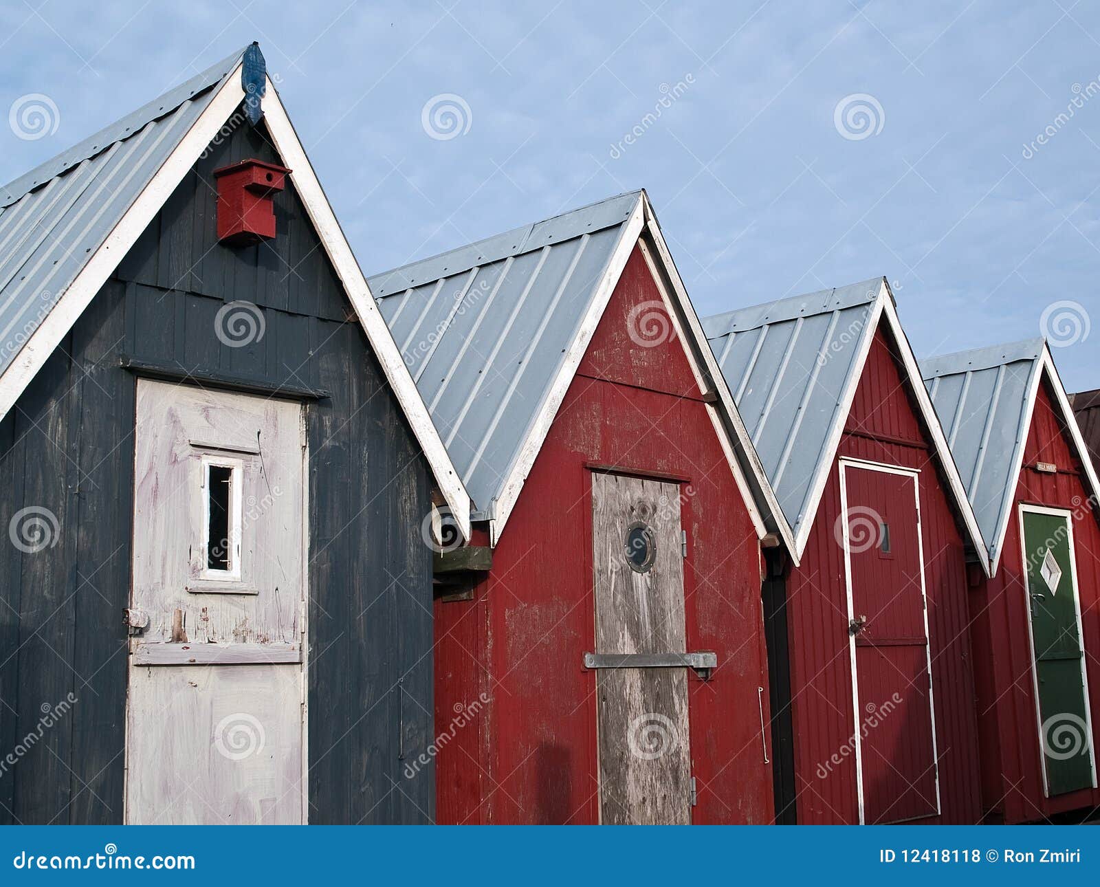 Beautiful Red Fishing Huts on the Coast Stock Photo - Image of funen ...