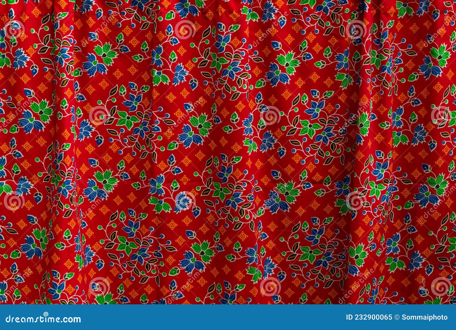 Beautiful Red Floral Curtains Pattern Stock Image - Image of decoration ...