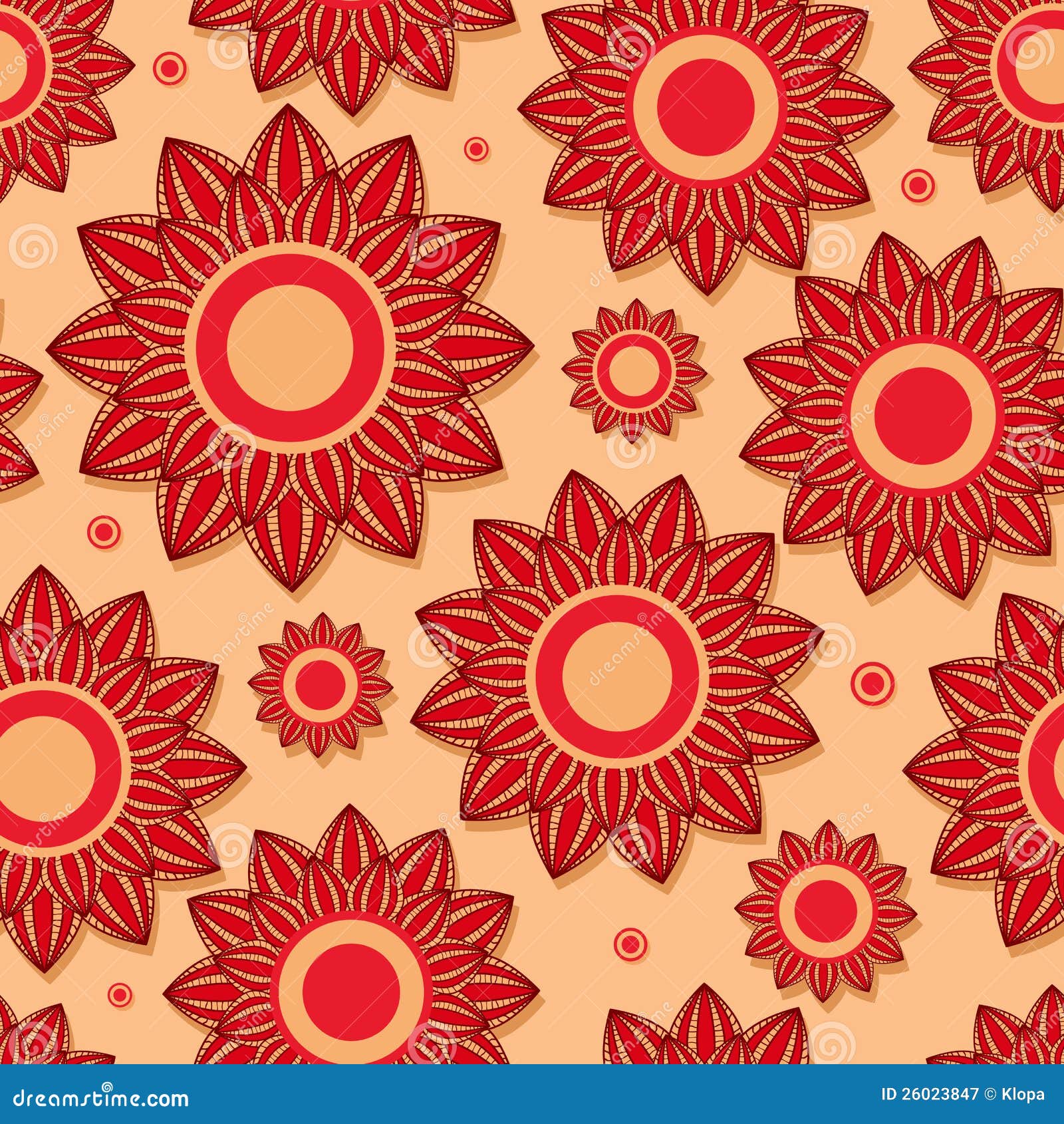 Beautiful Red Flower Seamless Pattern Stock Vector - Illustration of ...