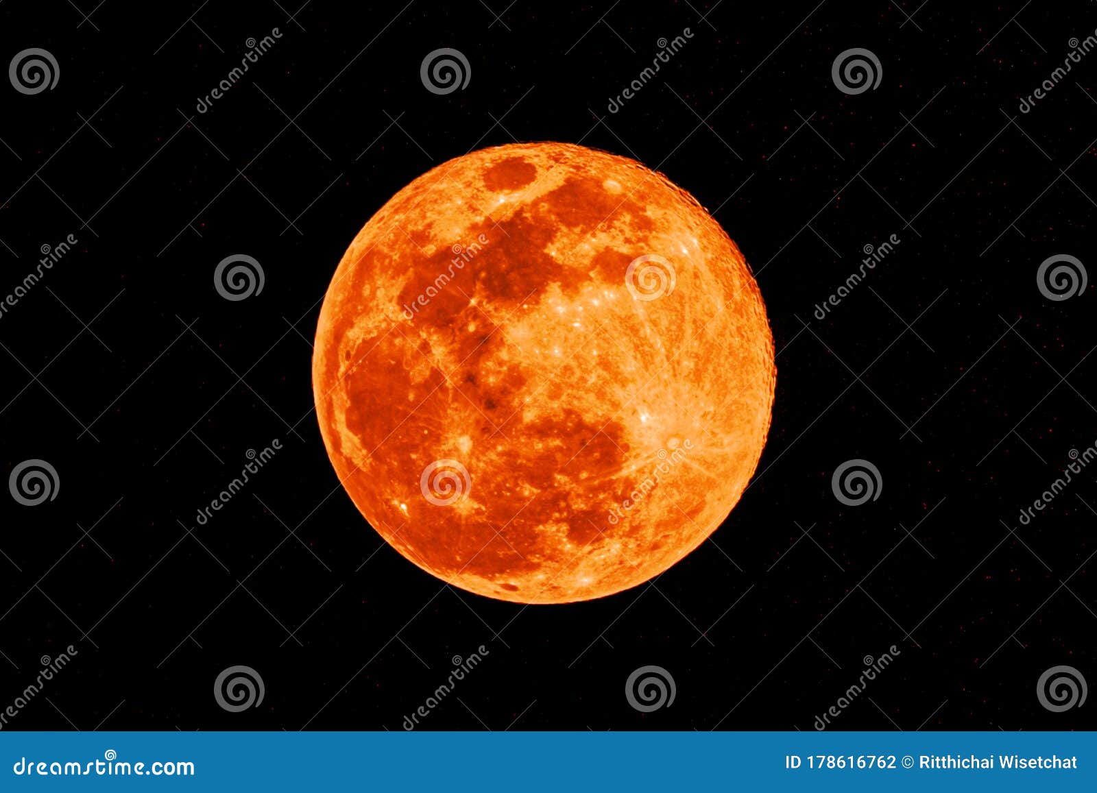 Beautiful Red Full Moon on Night Sky Background Stock Photo - Image of ...
