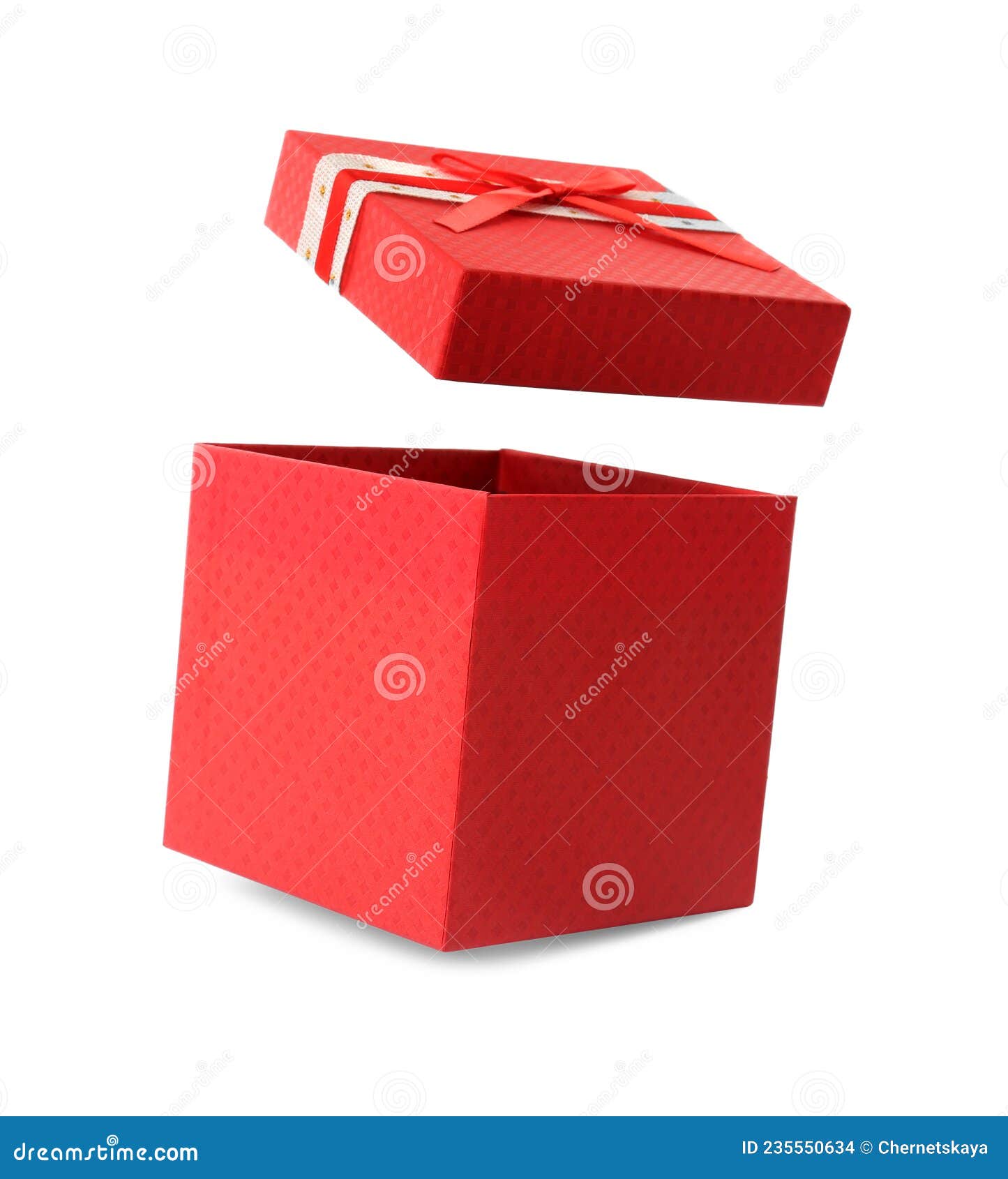 Beautiful Red Gift Box with Lid on White Background Stock Photo - Image ...