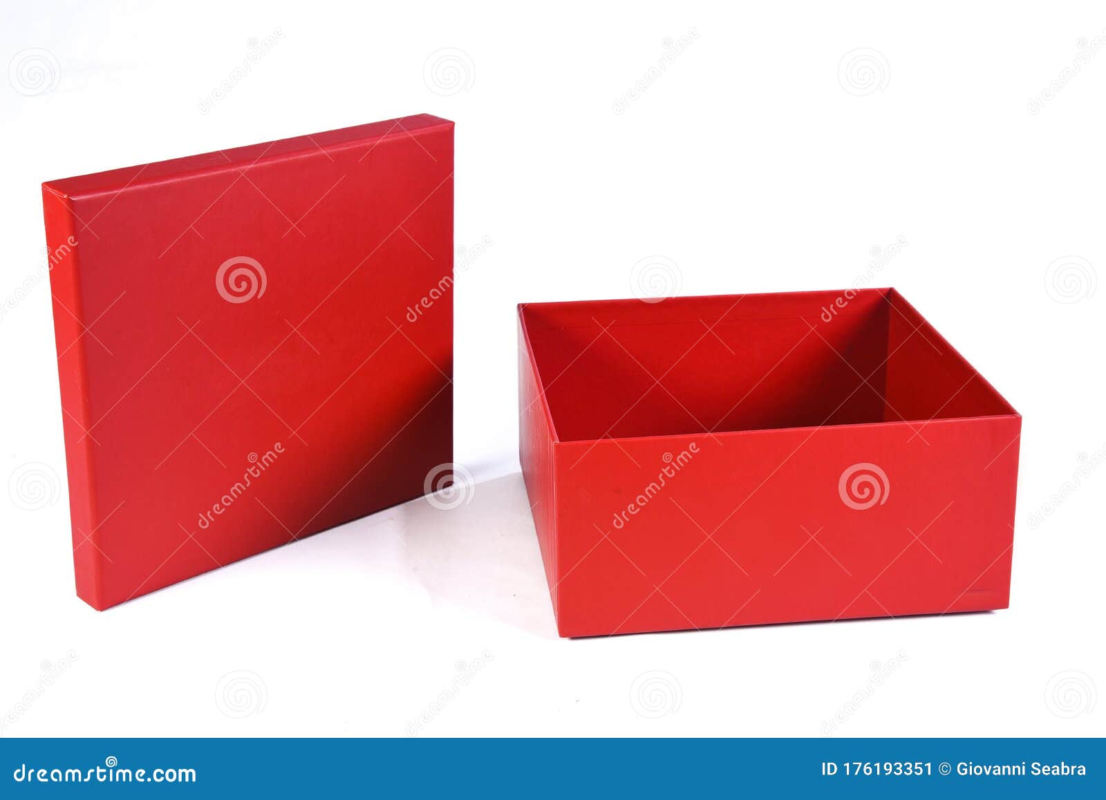 Beautiful Red Gift Box with Open Lid with Side View and Space for Text ...