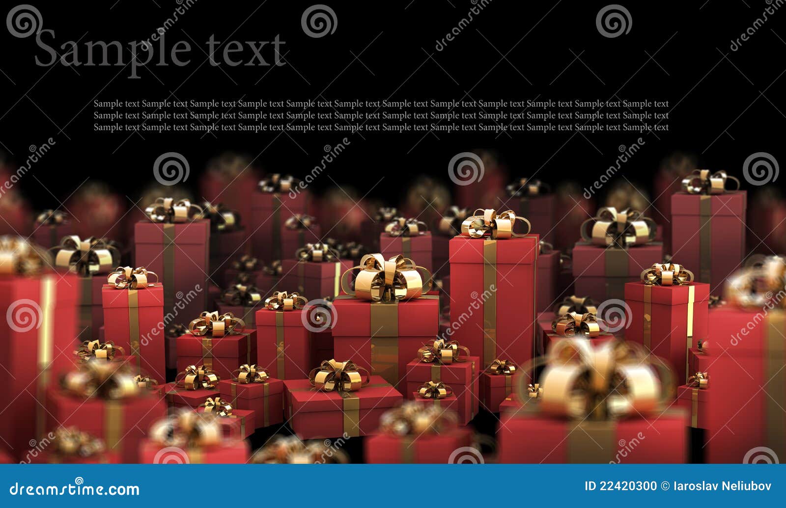 Beautiful Red Gift Boxes with Gold Ribbon Stock Illustration ...