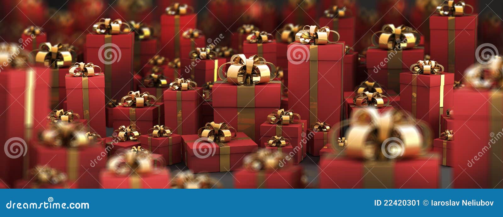 Beautiful Red Gift Boxes with Gold Ribbon Stock Illustration ...