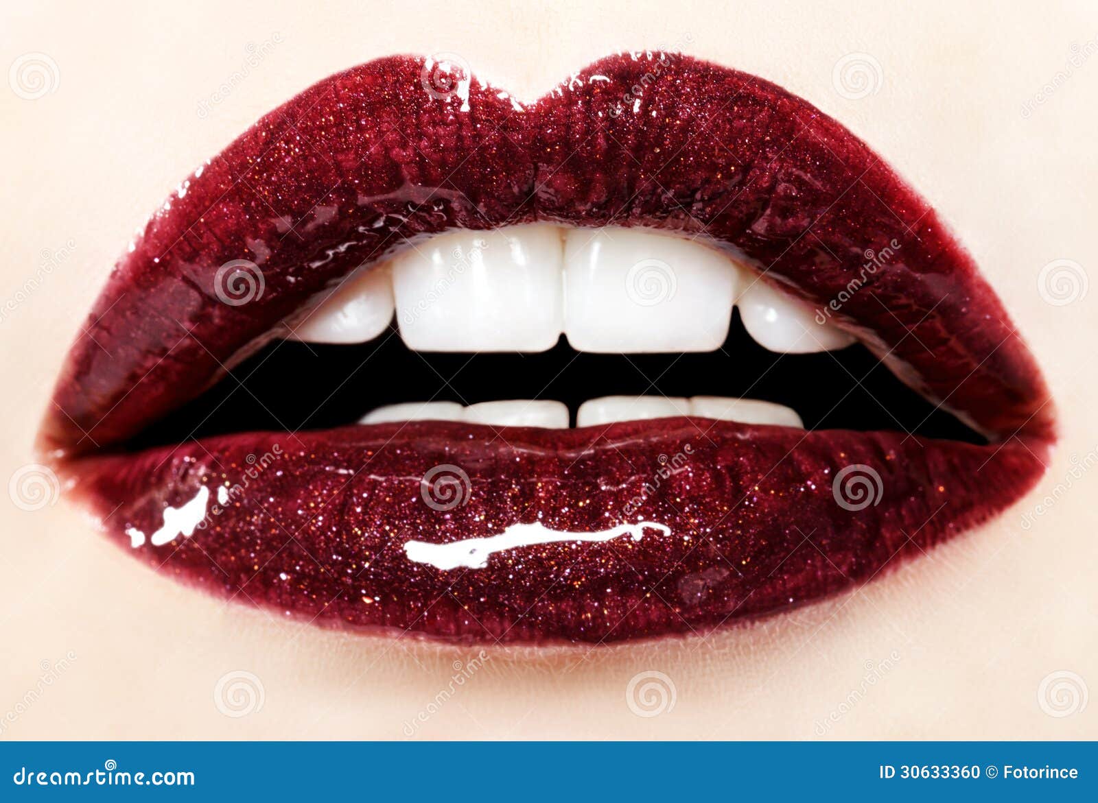 Beautiful red glossy lips stock photo. Image of beautiful - 30633360