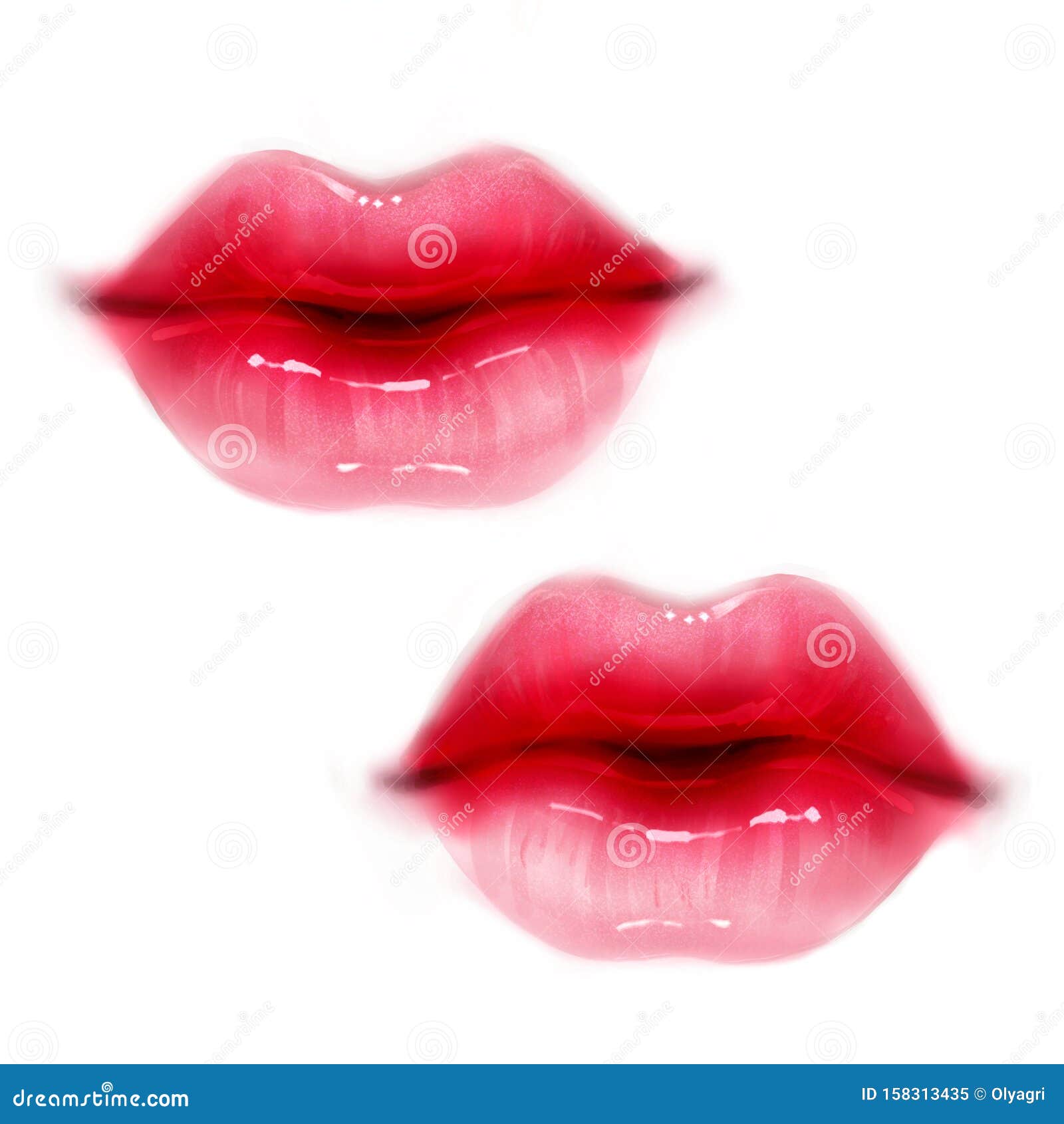 Beautiful Red Lips on White Stock Illustration - Illustration of ...