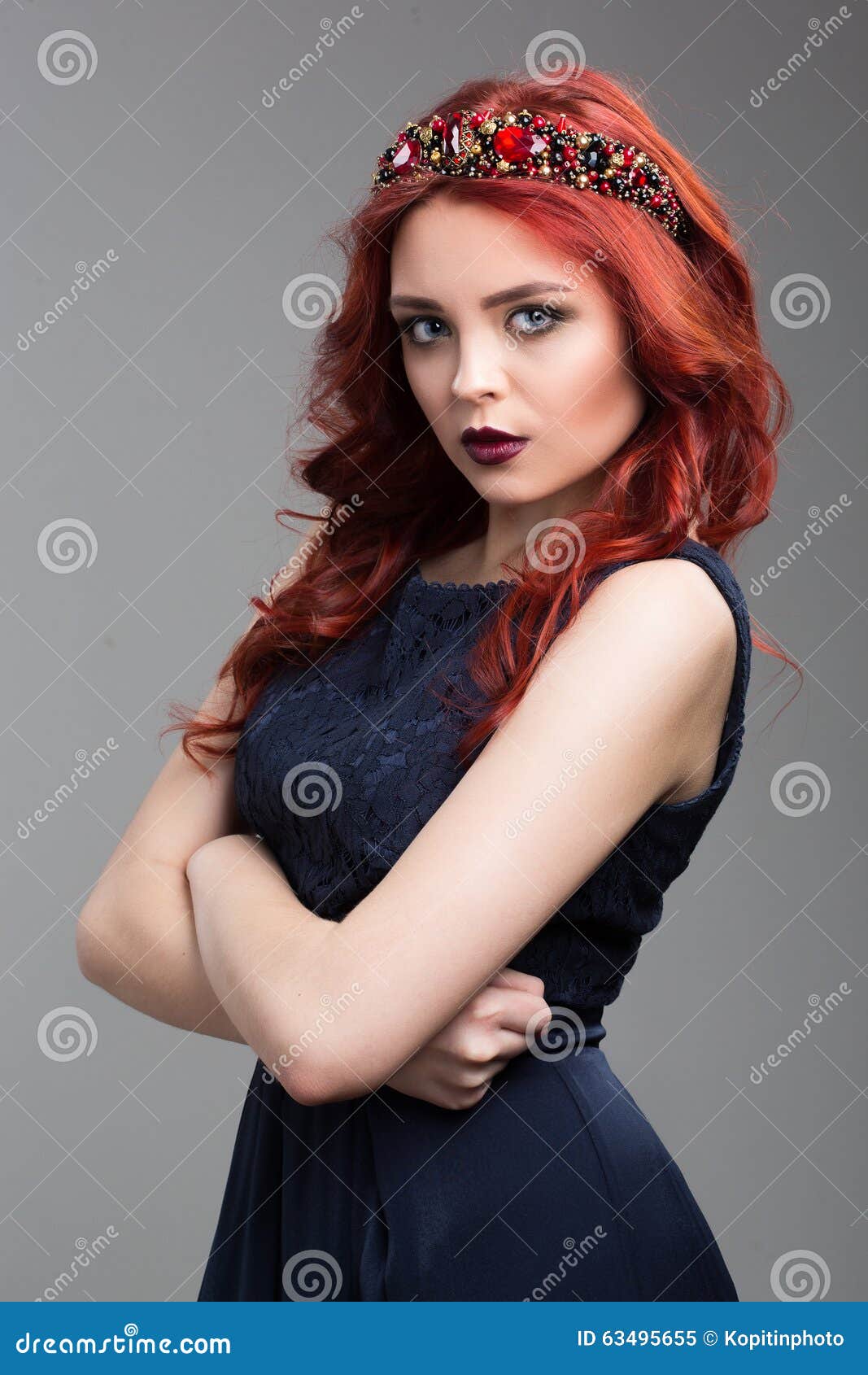 Beautiful Red Haired Fashion Model Posing In Stock Image Image Of