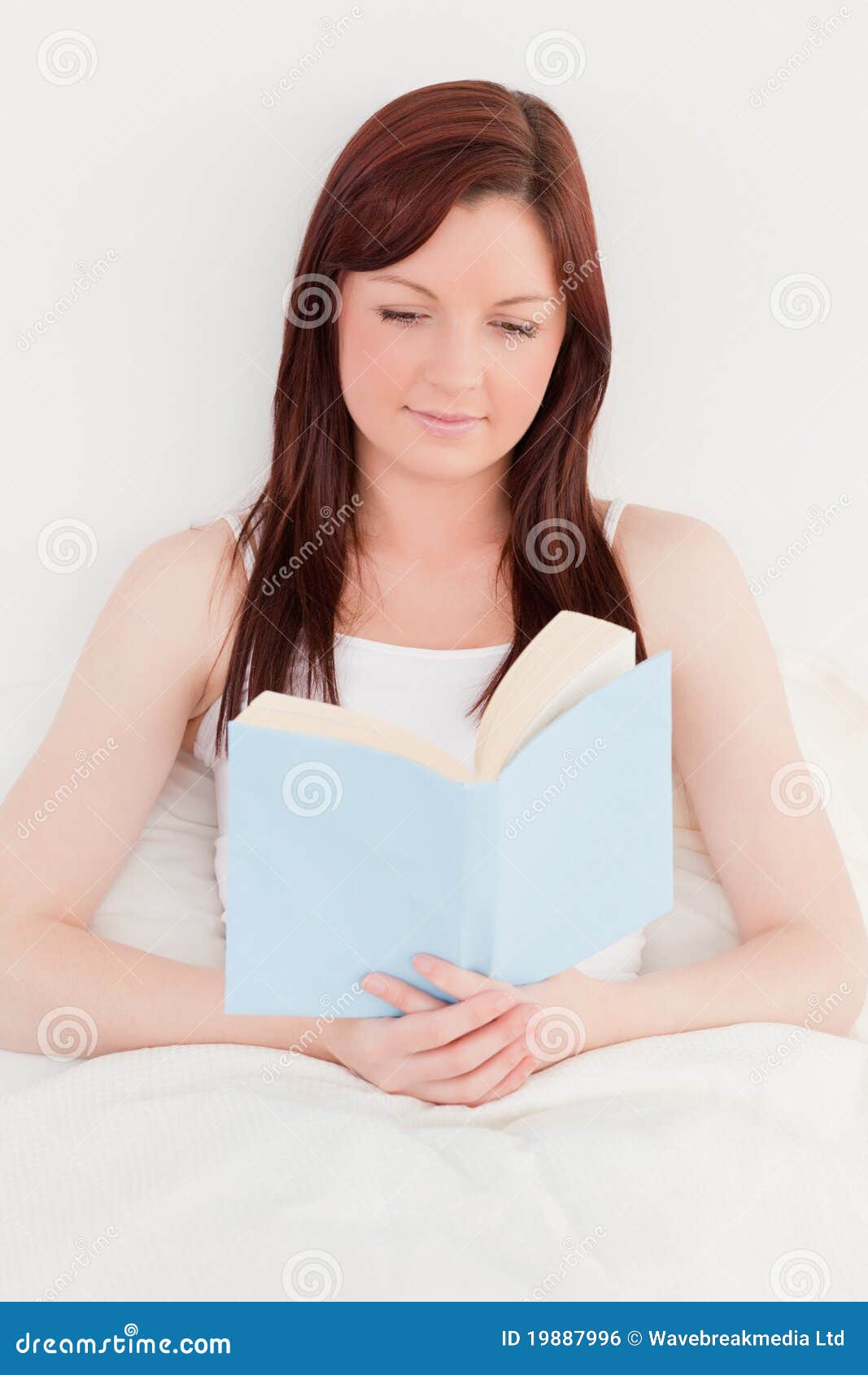 Beautiful Red-haired Female Reading a Book Stock Photo - Image of ...