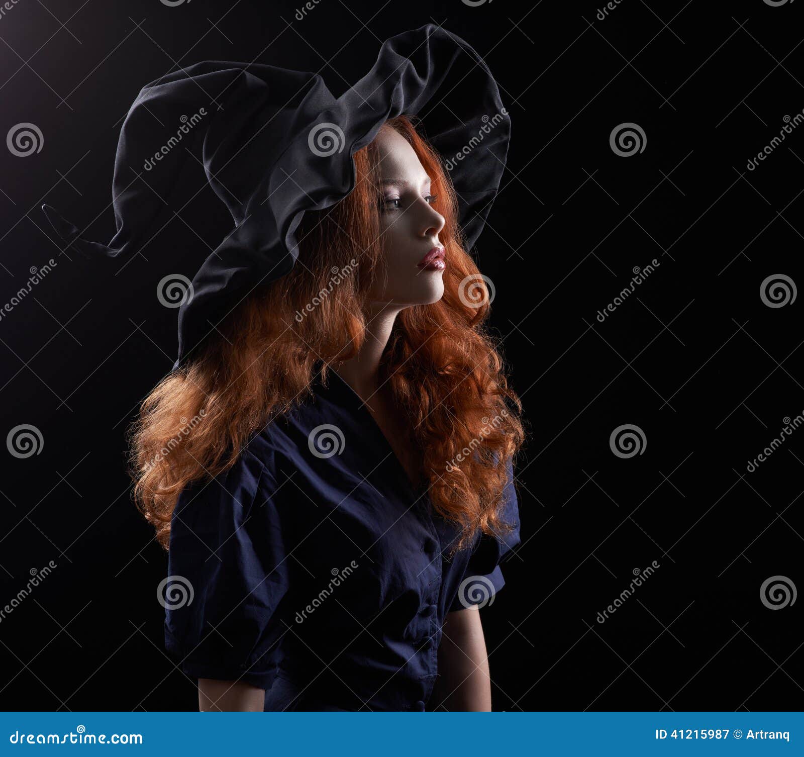 Beautiful Red-haired Witch in the Dark Stock Image - Image of fancy ...