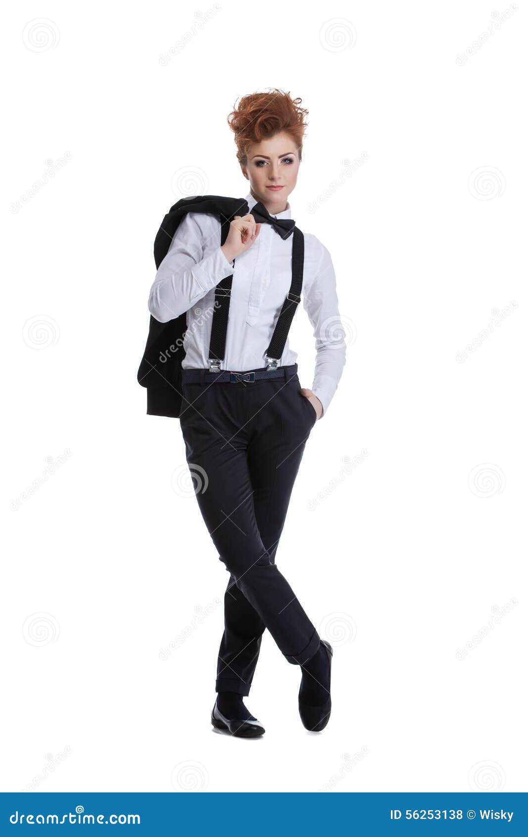 Beautiful Red-haired Woman Posing in Formal Suit Stock Photo - Image of ...