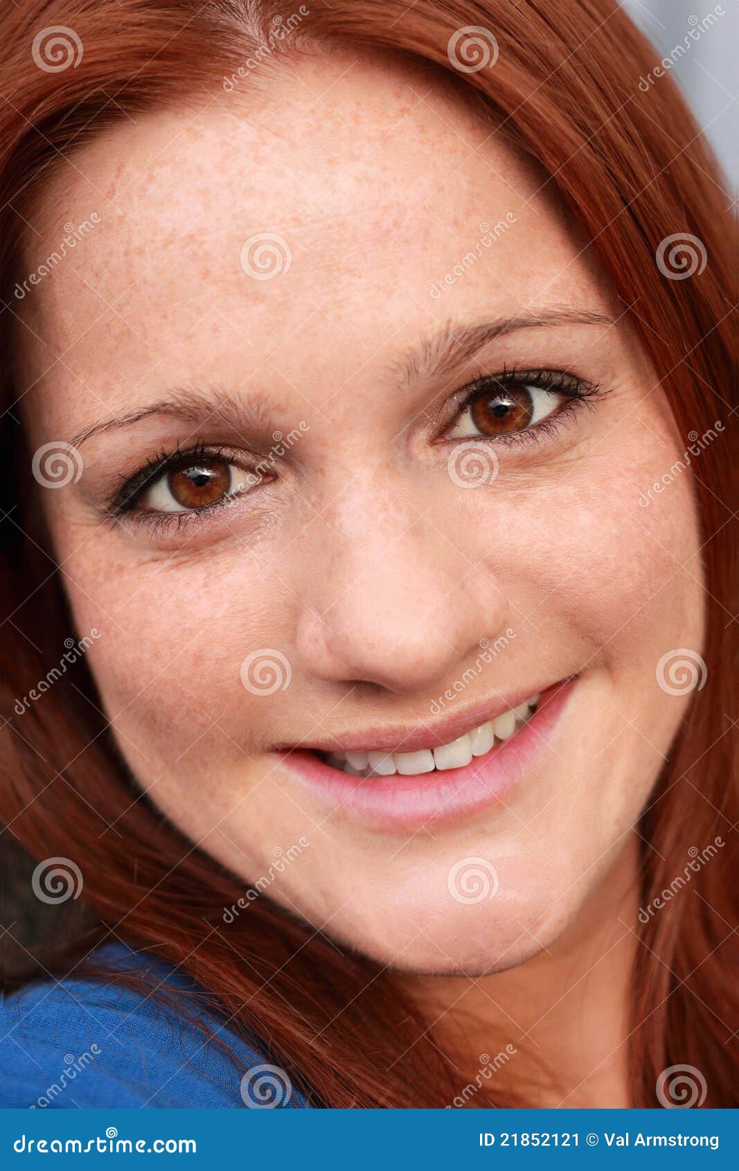 Beautiful Red Head Woman Smiling Stock Image - Image of head, beauty ...